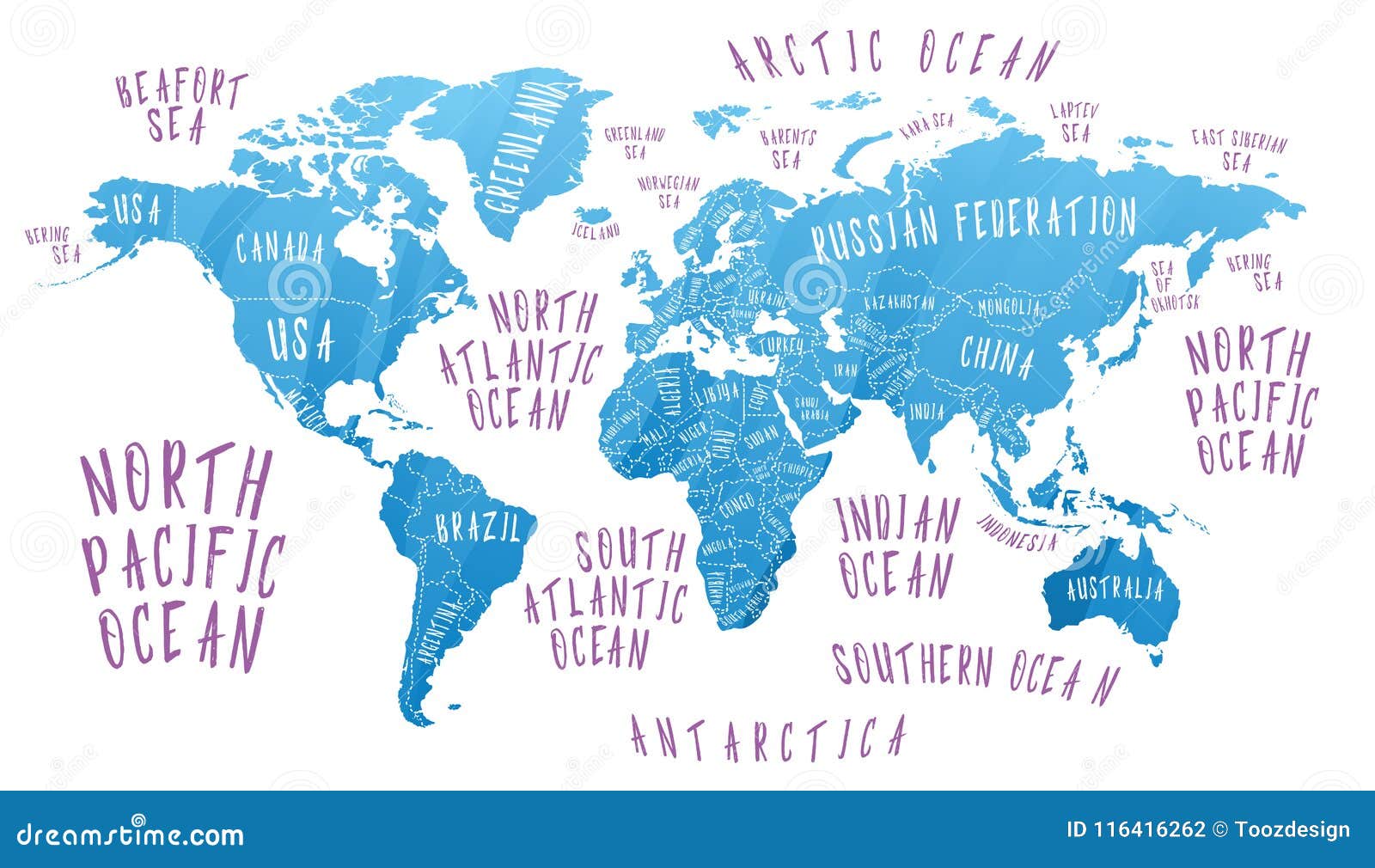 Earth Map with the Name of the Countries Stock Vector - Illustration of ...