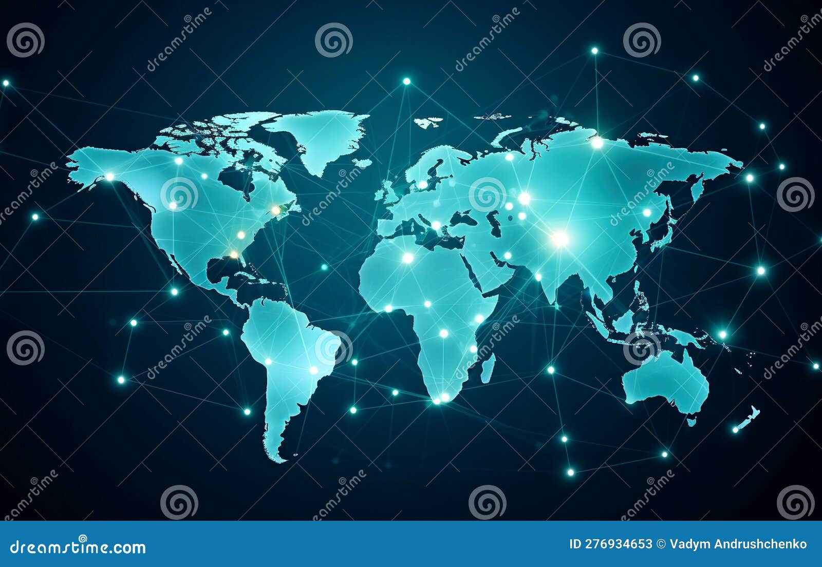 Earth Map with Points Connected with Lines. Global Network and Data ...