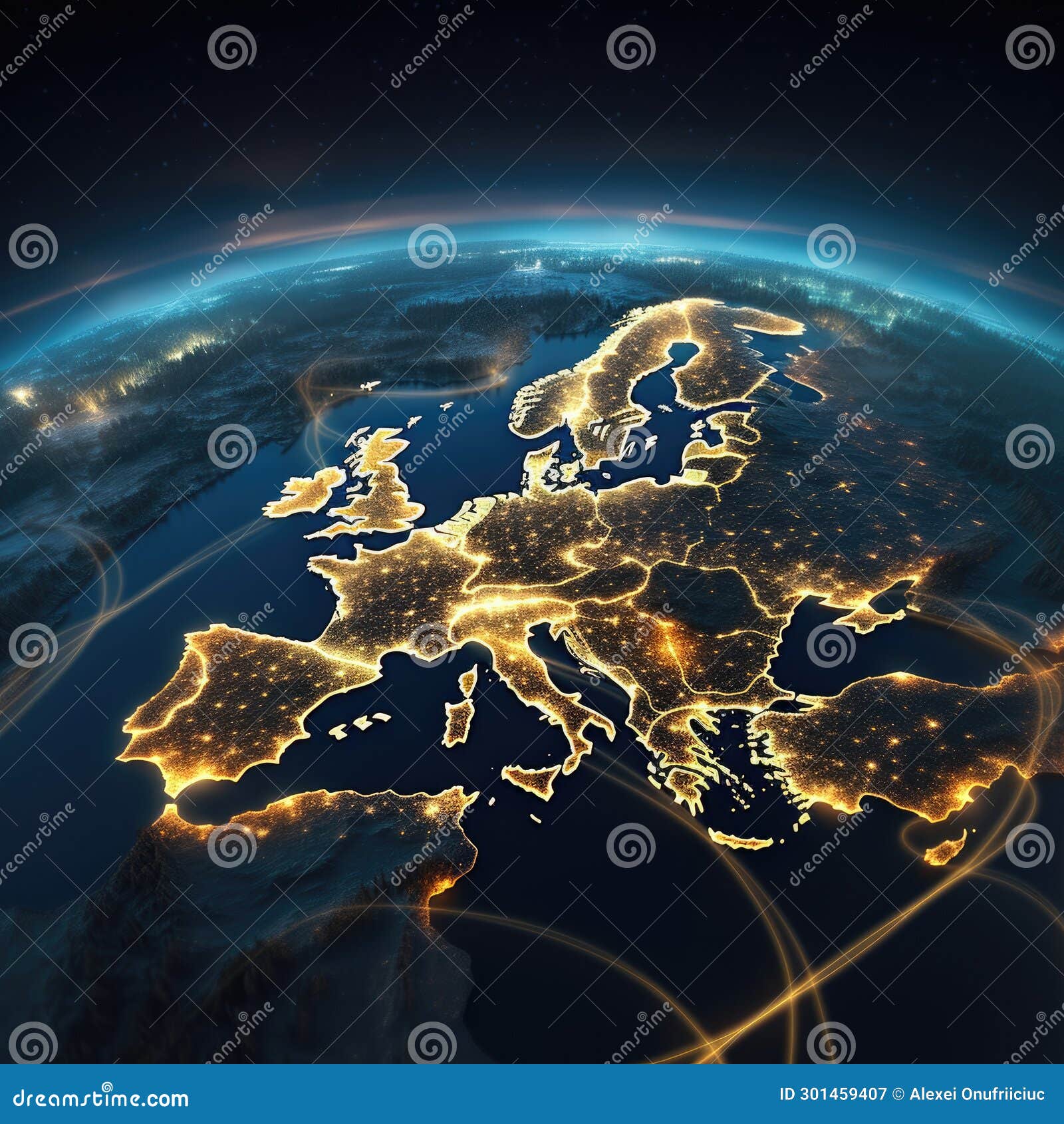 Earth Map from Space. Europe Map from Space Stock Image - Image of ...