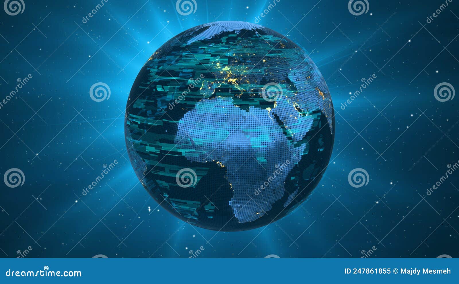 Earth Map with Technology Points and Lines Stock Illustration ...