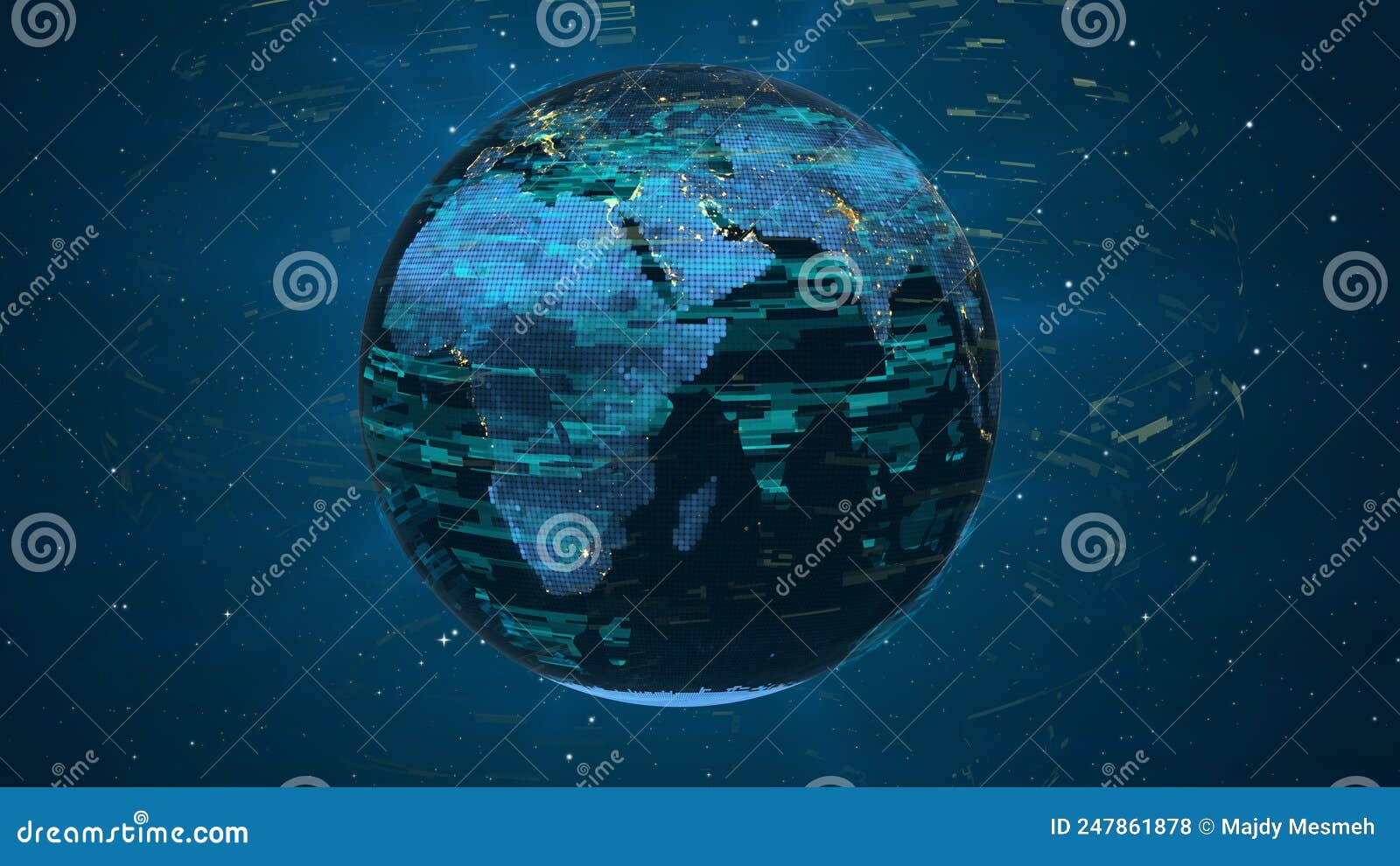 Earth Map With Technology Points And Lines Stock Photo | CartoonDealer ...