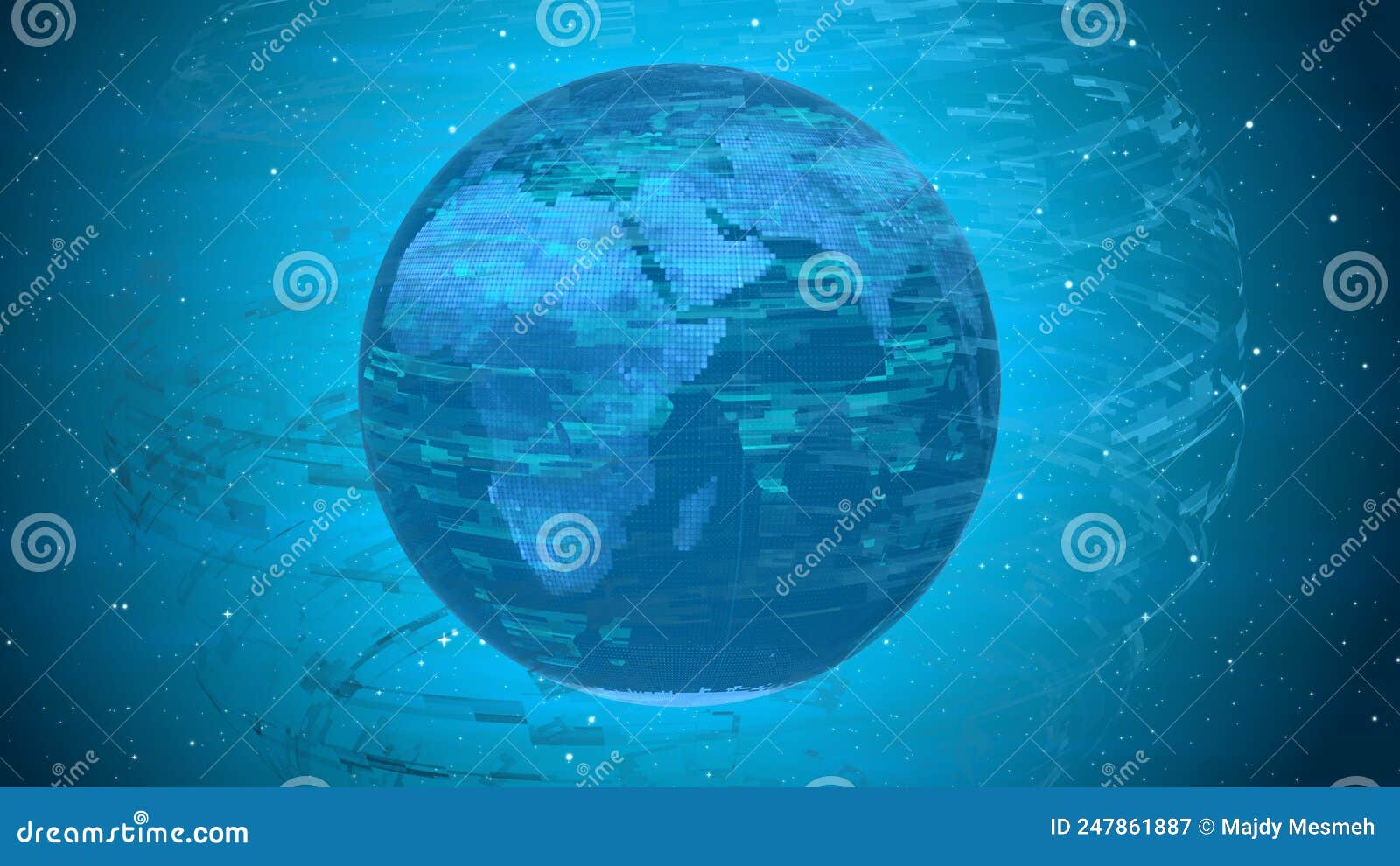 Earth Map with Technology Points and Lines Stock Illustration ...
