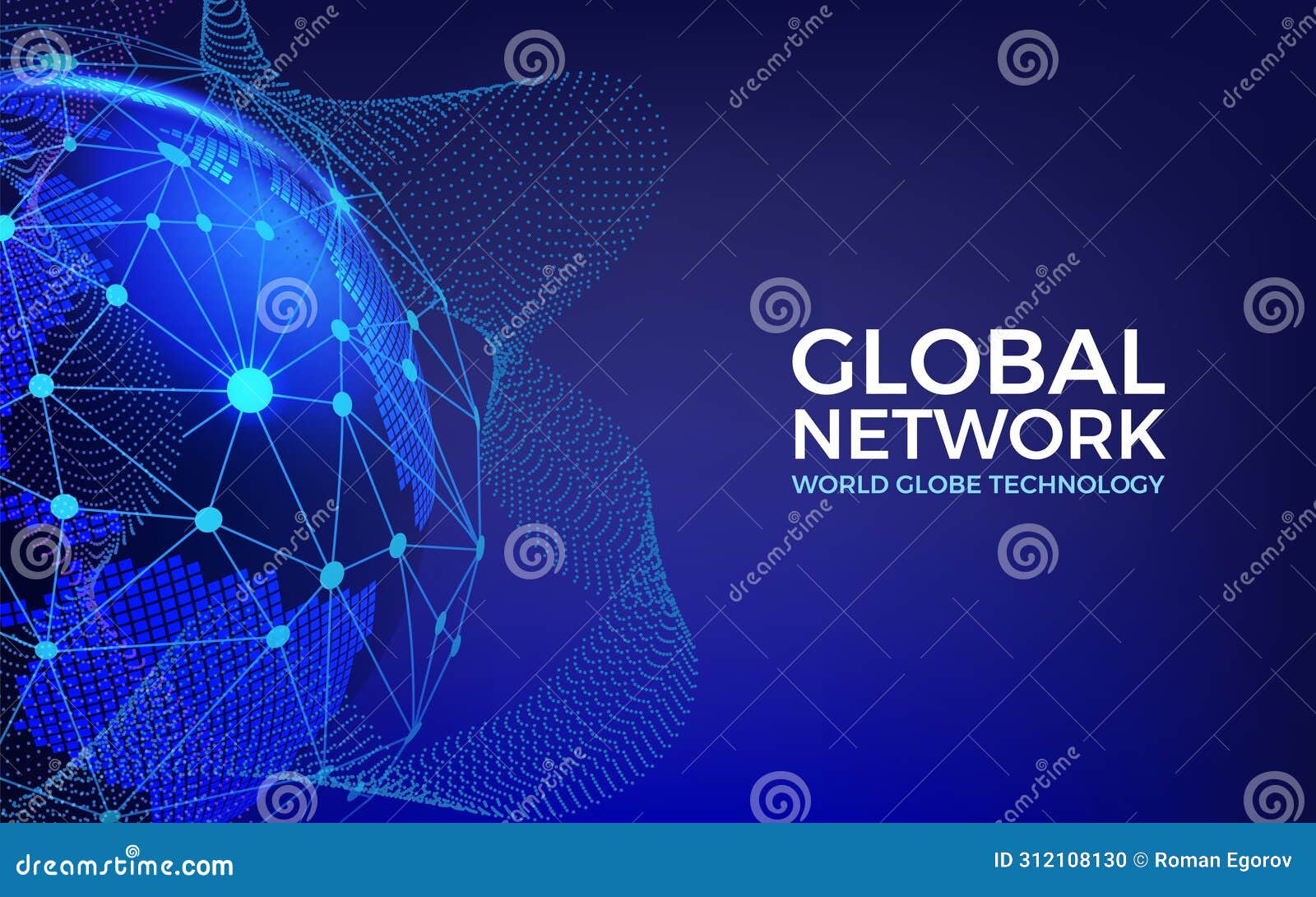 Earth Map. World Globe, Global Digital Network Technology, Planet Data Tech Science, Blue Lights ...