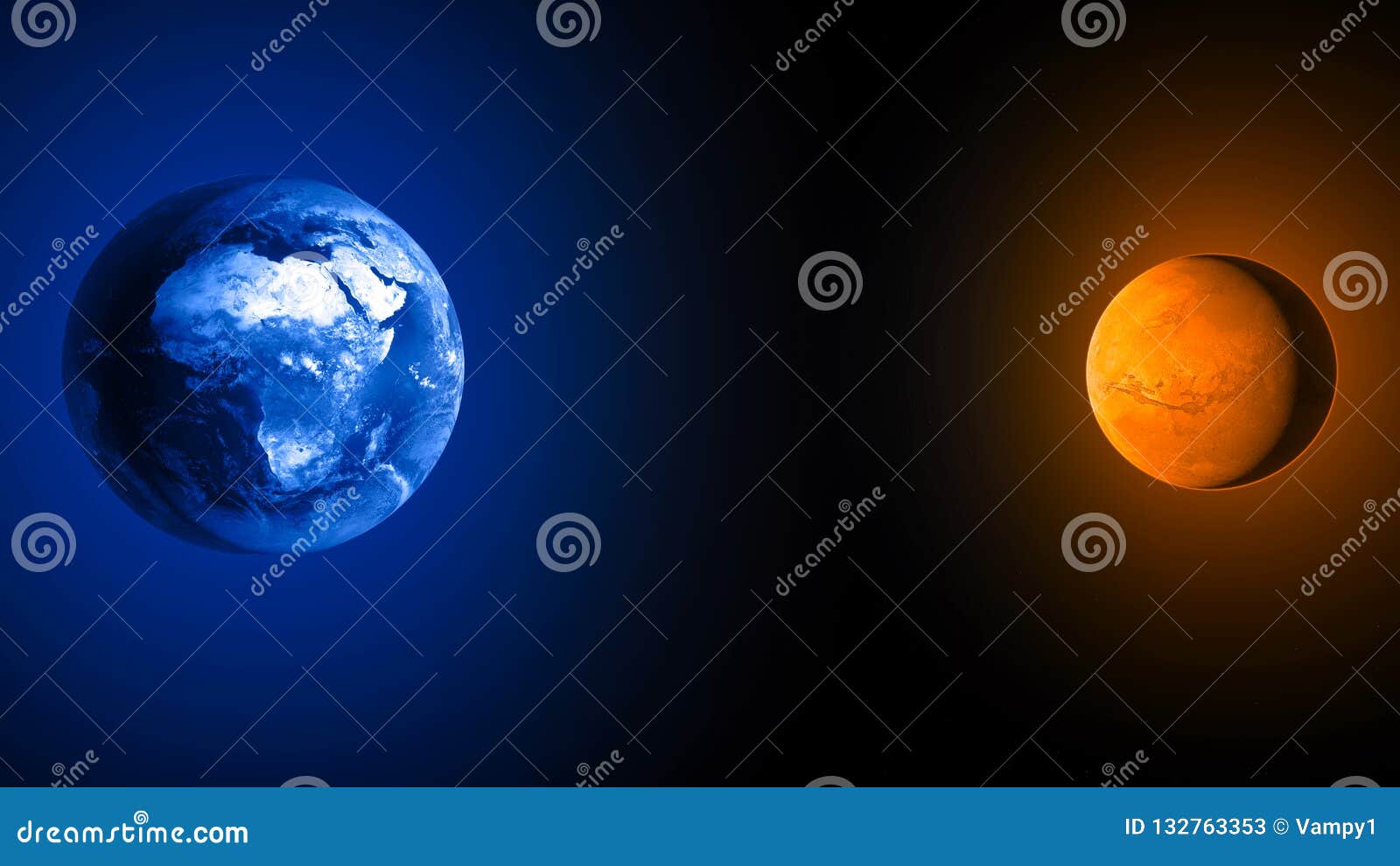 Earth and Mars, Space Missions, Conquests New Planets. Explorations ...