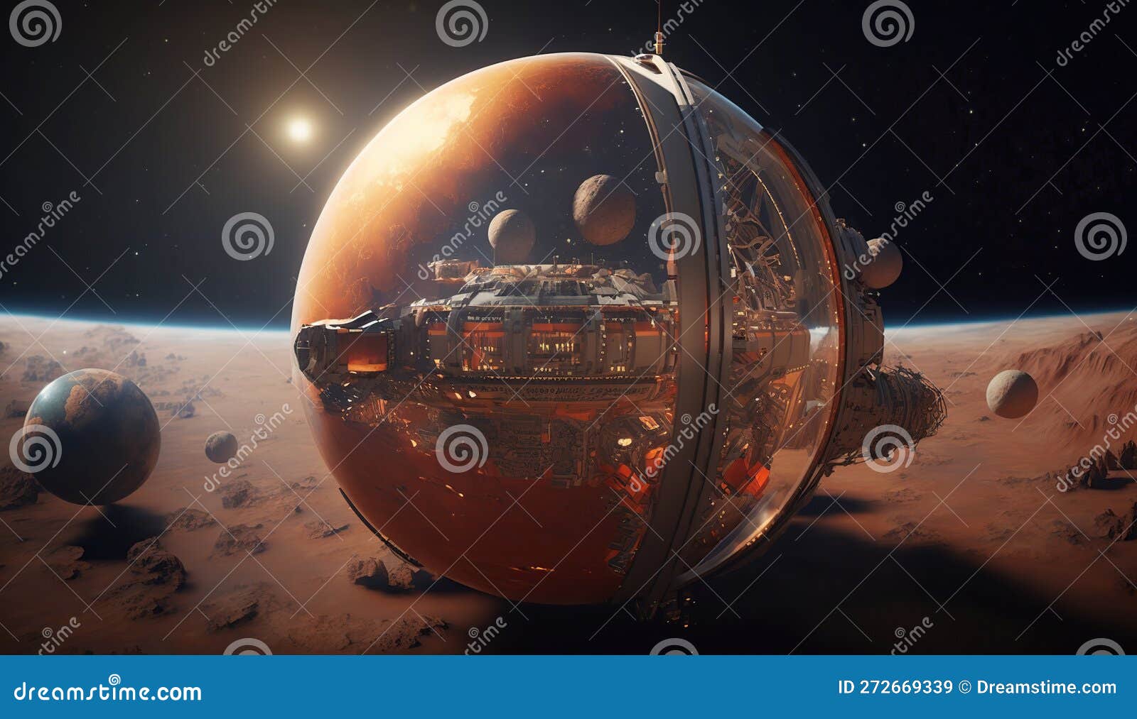 Space Civilization Set Sketch Monochrome Vector Illustration ...