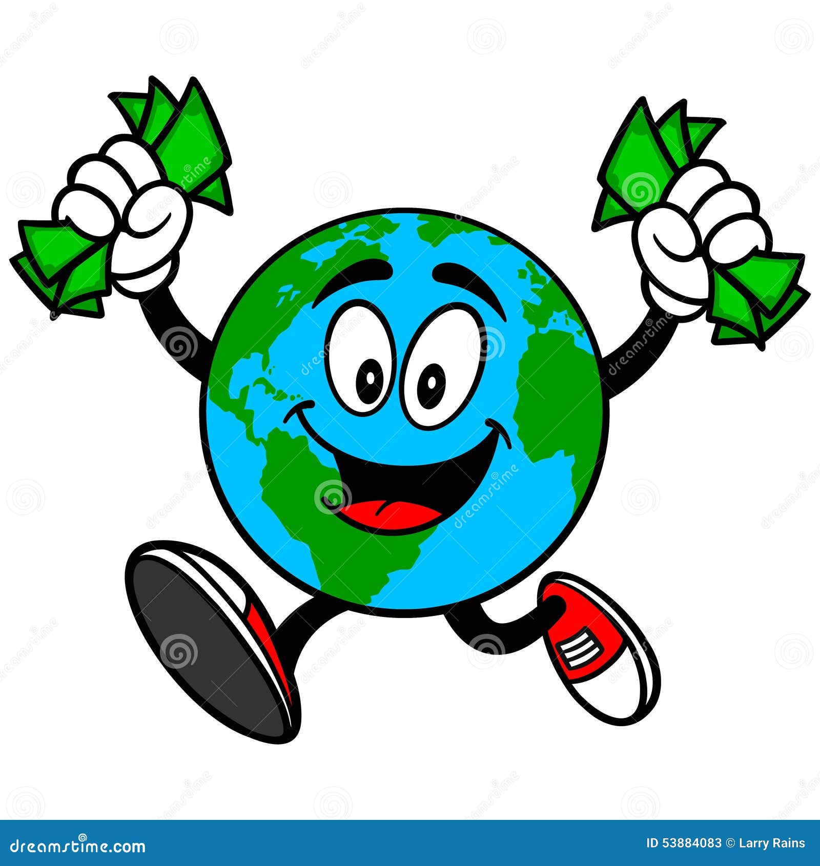 Earth Mascot with Money stock vector. Illustration of business - 53884083