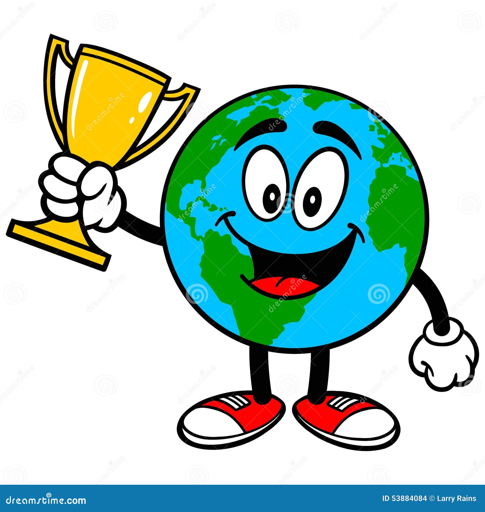 Earth Mascot with Trophy stock vector. Illustration of place - 53884084