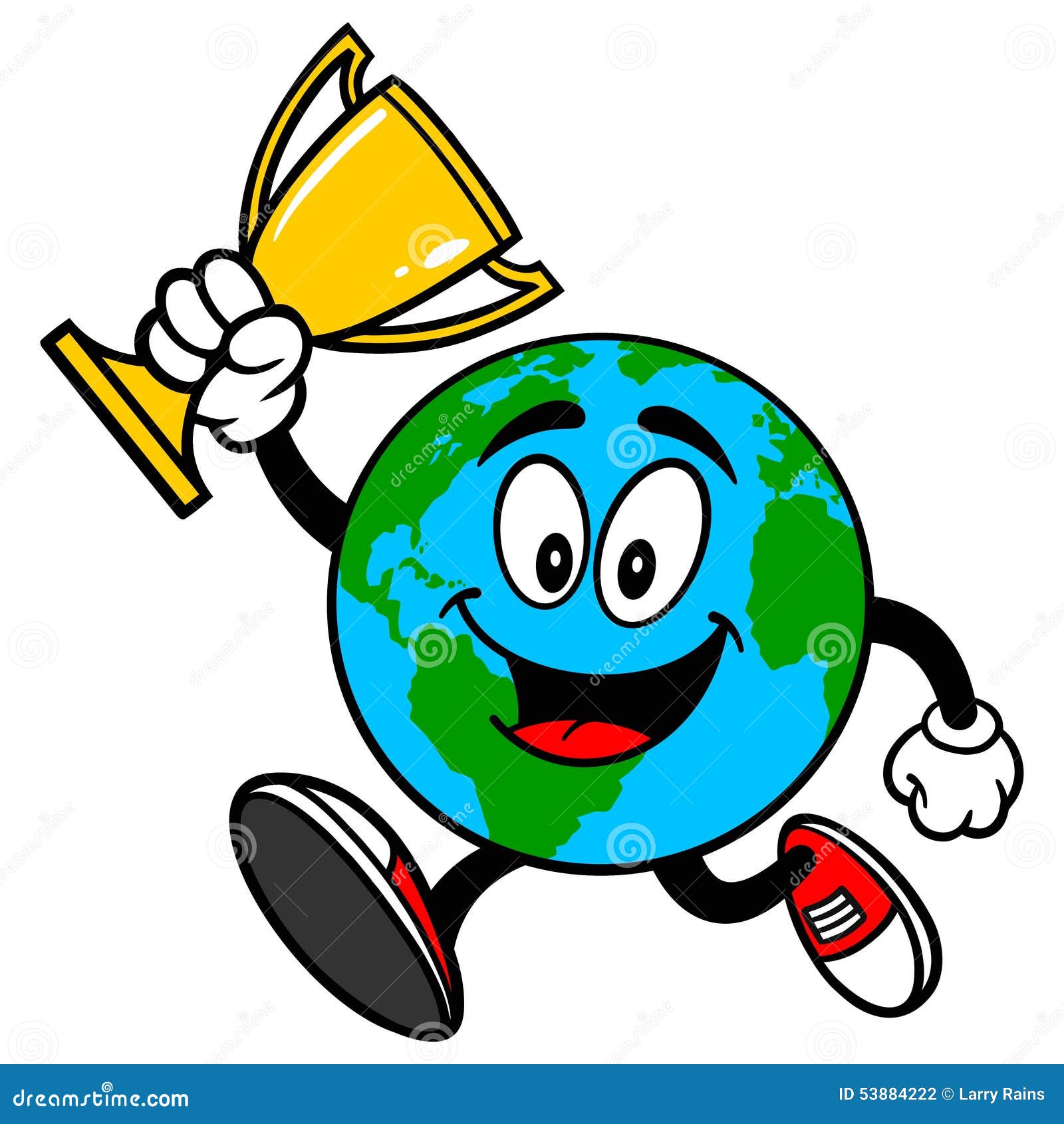 Earth Mascot with Trophy stock vector. Illustration of success - 53884222