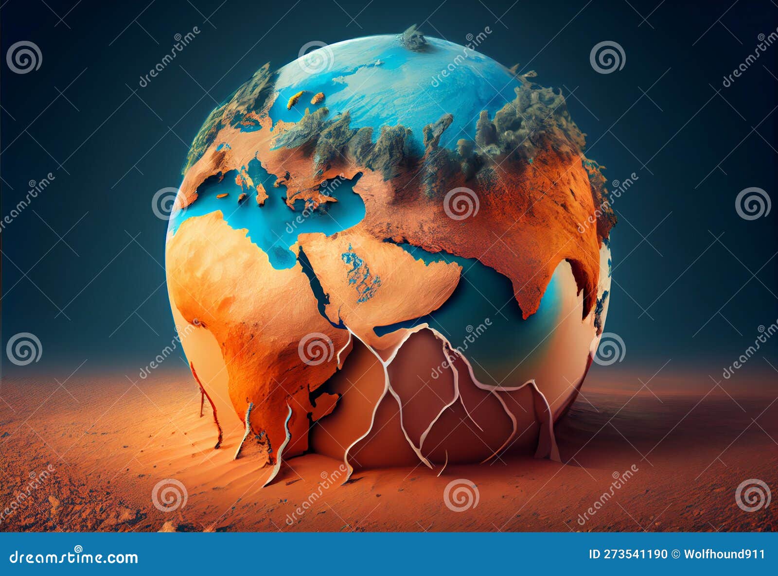 Earth Melting by Global Warming or Climate Change Problem. Generate Ai ...