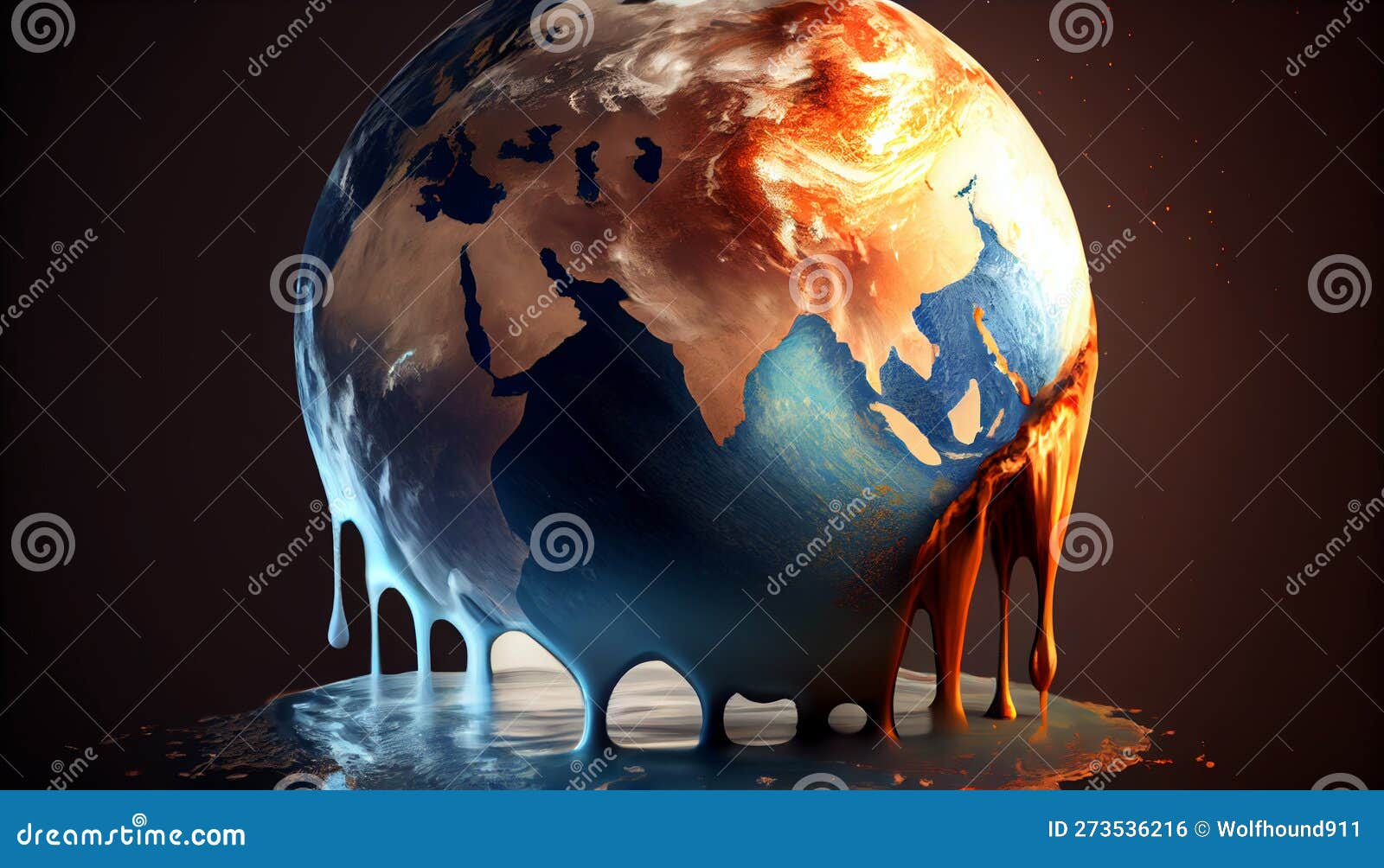 Earth Melting by Global Warming or Climate Change Problem. Generate Ai ...
