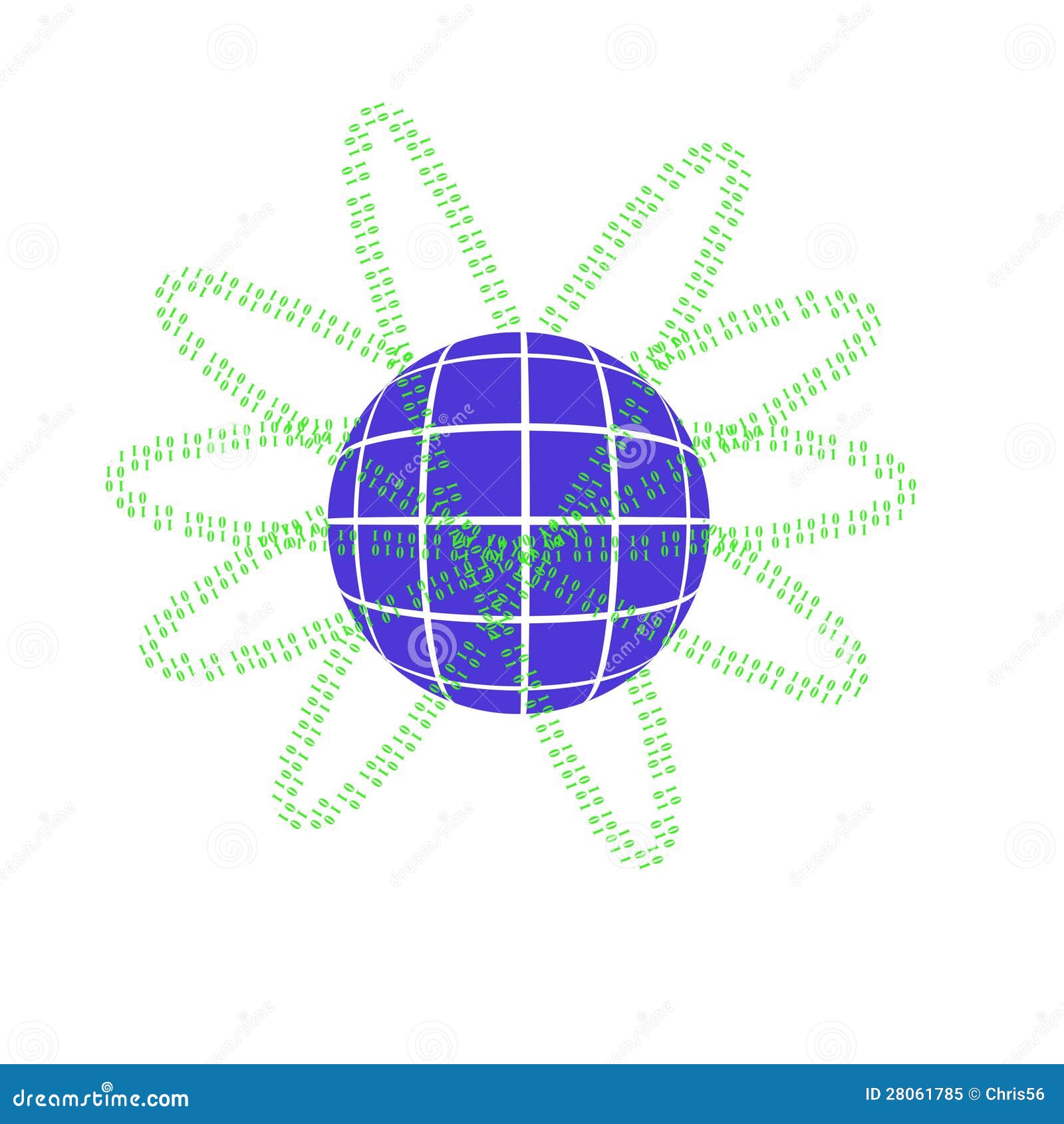 Earth Model and Binary Code Stock Illustration - Illustration of sphere ...