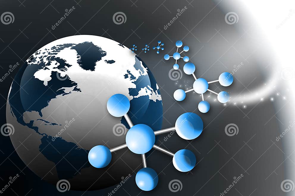 Earth and molecules stock illustration. Illustration of world - 26264593