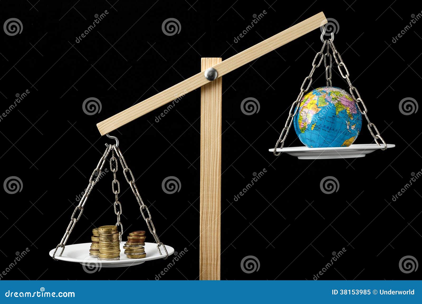 Earth and Money on a Two Pan Balance Stock Image - Image of euro ...