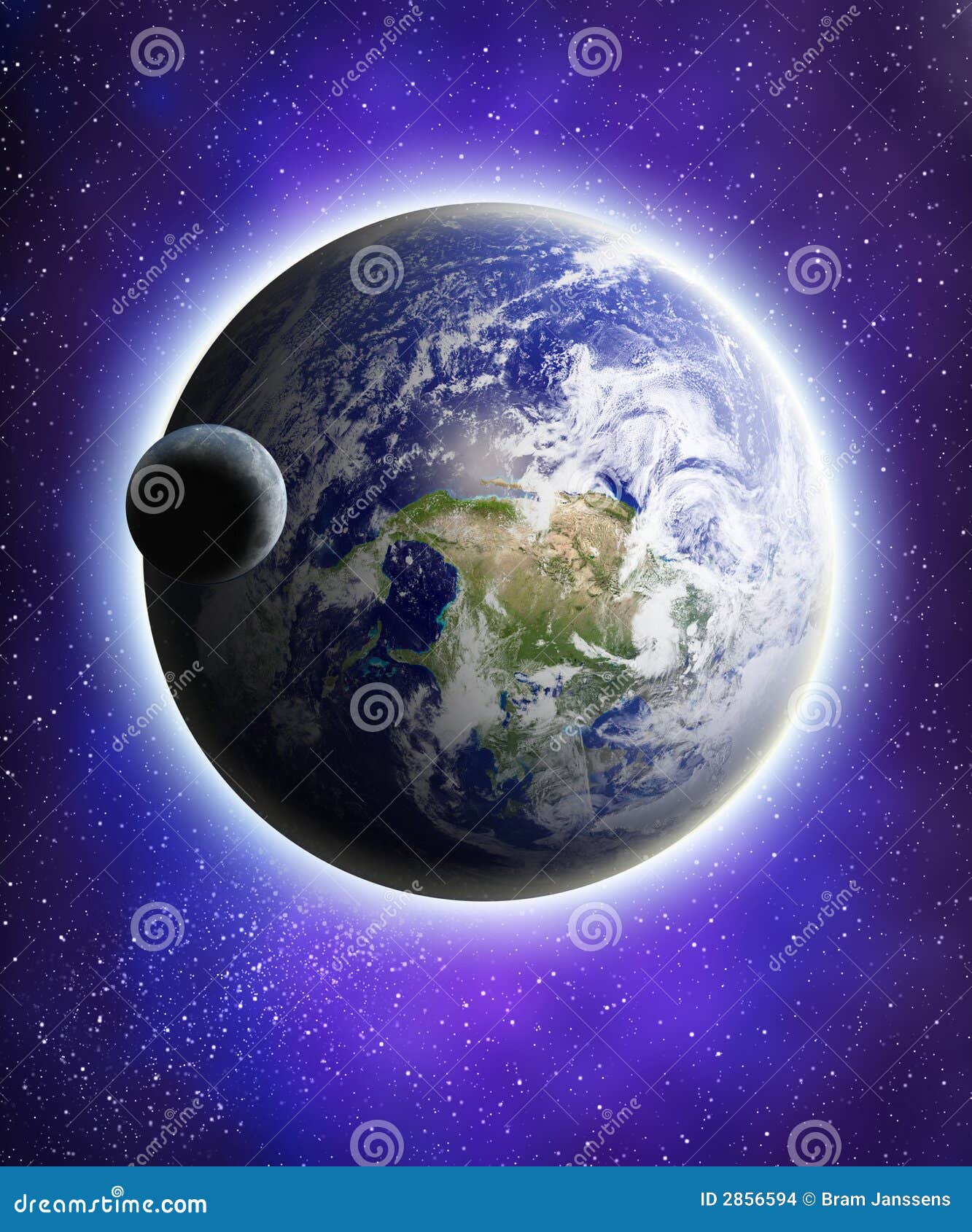 Earth and moon stock illustration. Illustration of sunrise - 2856594