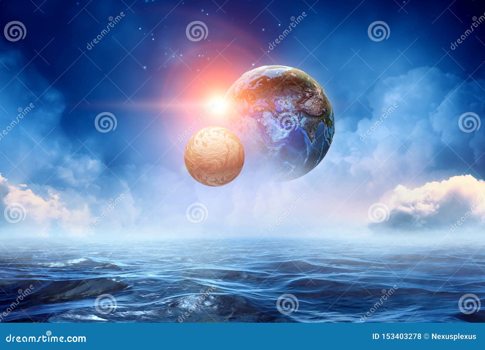 Earth and Moon Abstract Image Stock Photo - Image of full, earth: 153403278