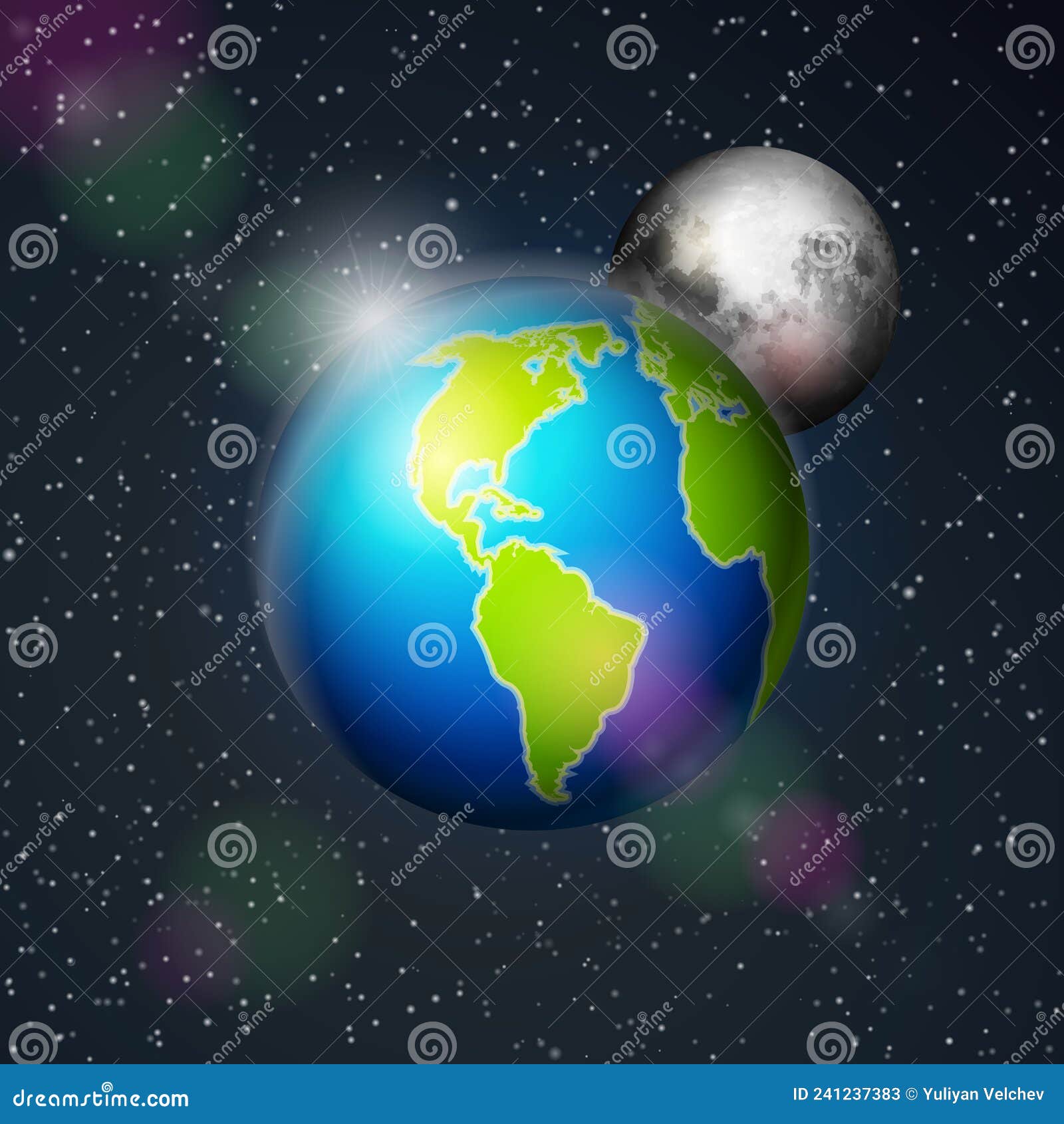 Earth and moon stock vector. Illustration of moon, solar - 241237383