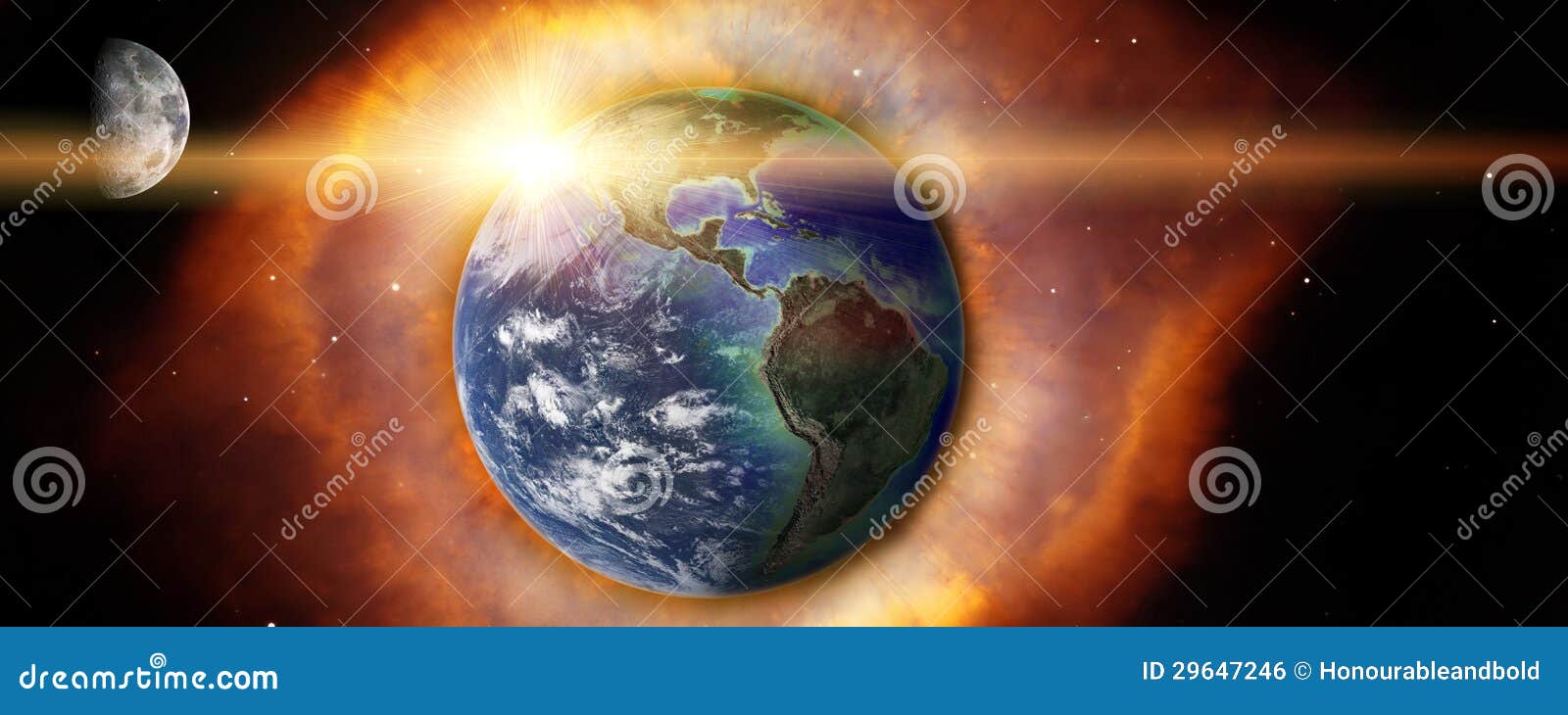 Explosion Of The Moon In Space. Stock Image | CartoonDealer.com #142035787