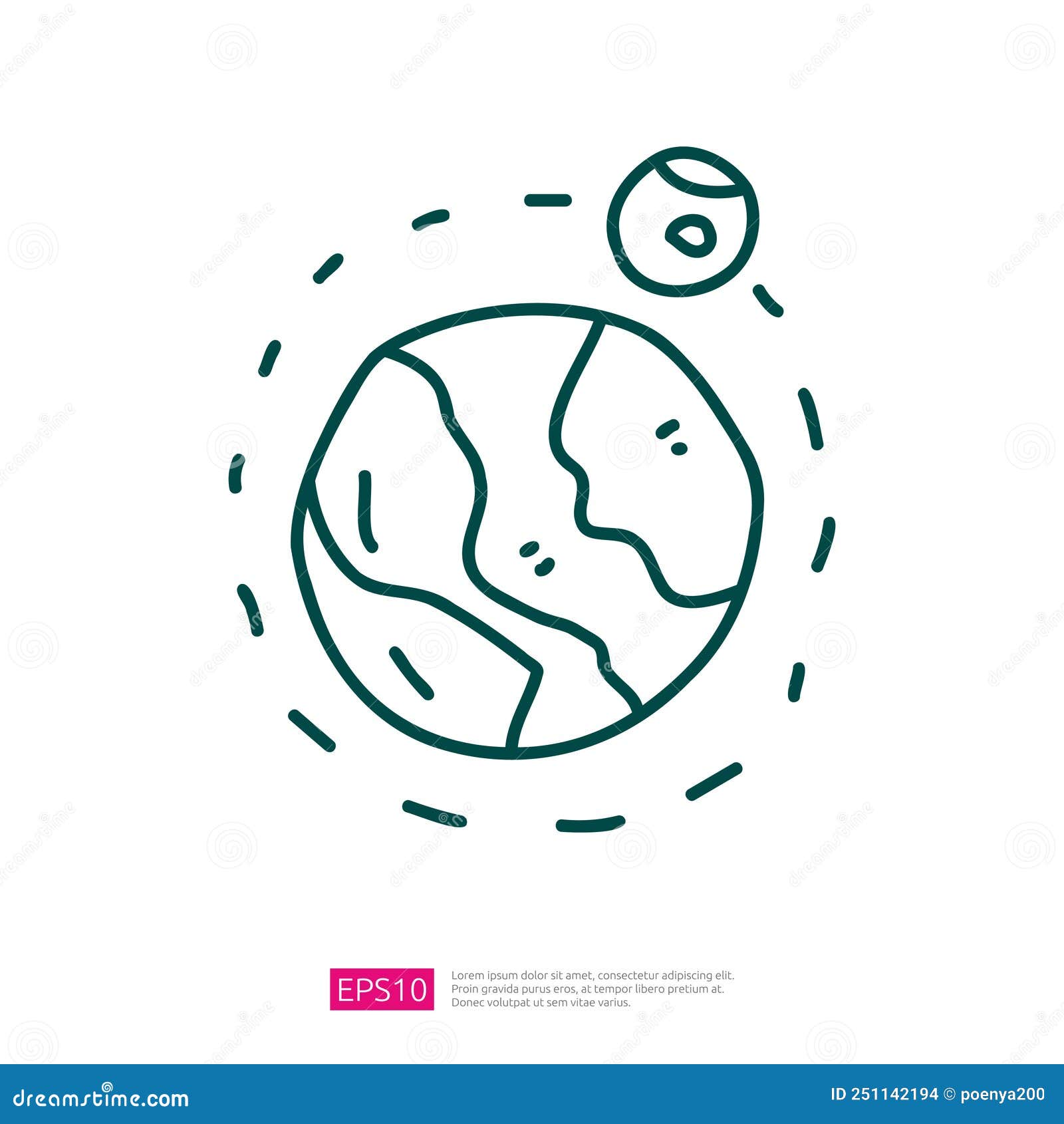 Earth and Moon Orbit Doodle Icon Stock Vector - Illustration of ...