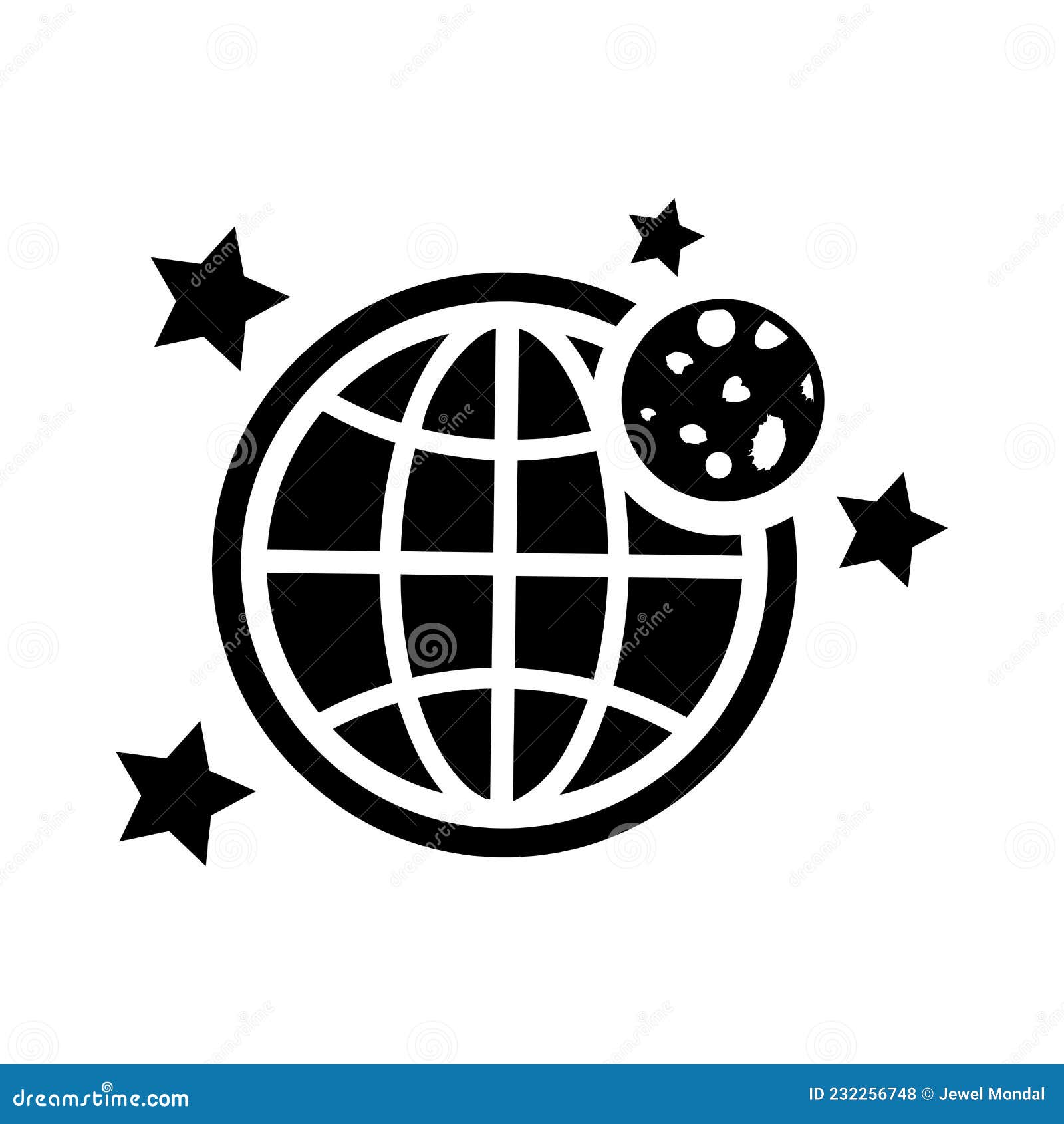 Earth, Moon, Orbit Icon. Black Vector Design Stock Vector ...