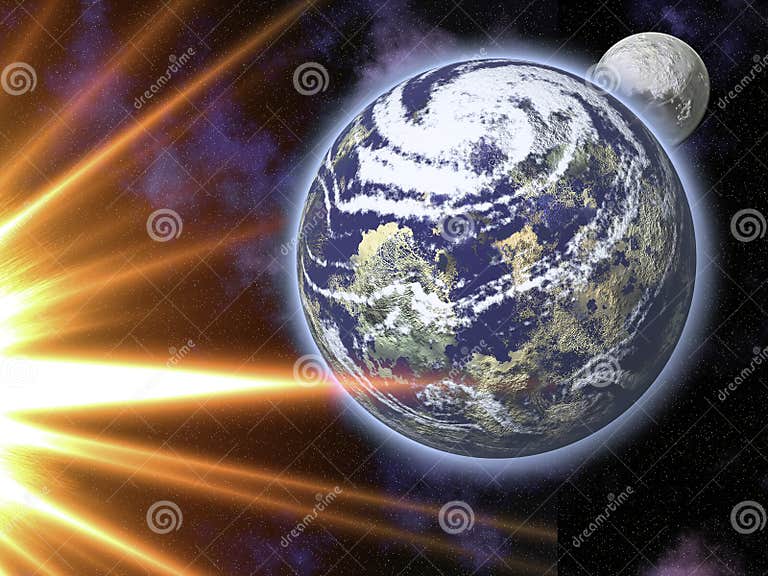 Earth, Moon and Sun stock image. Image of planetary, blue - 17388545