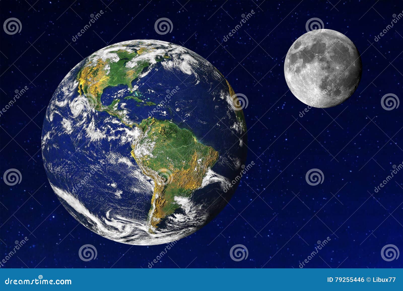 Earth and Moon in the Universe Stock Photo - Image of clean, full: 79255446