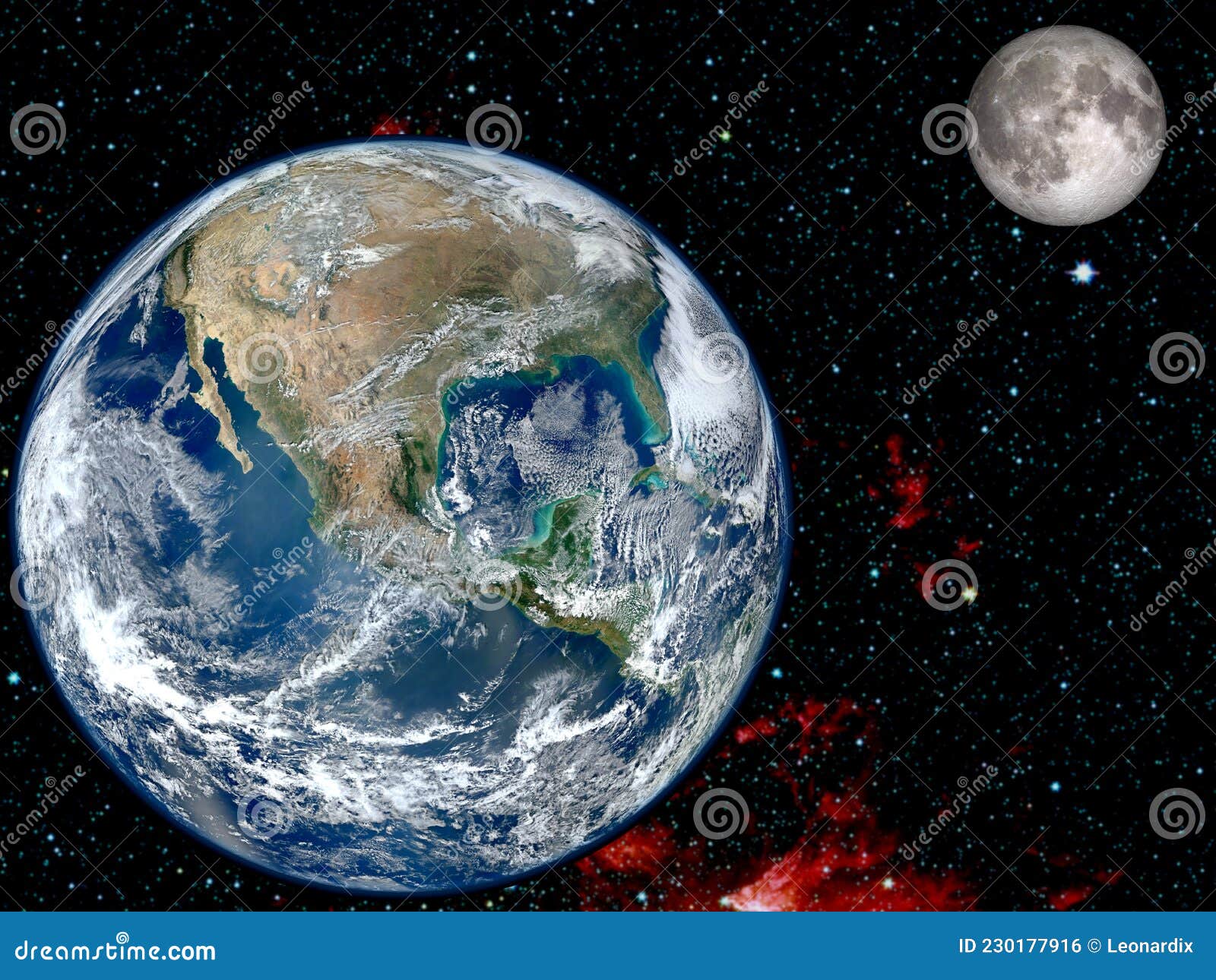Earth and Moon View from the Space Stock Photo - Image of stars ...