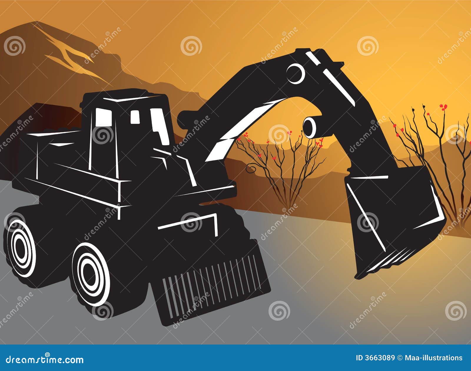 Earth mover stock vector. Illustration of load, excavator - 3663089