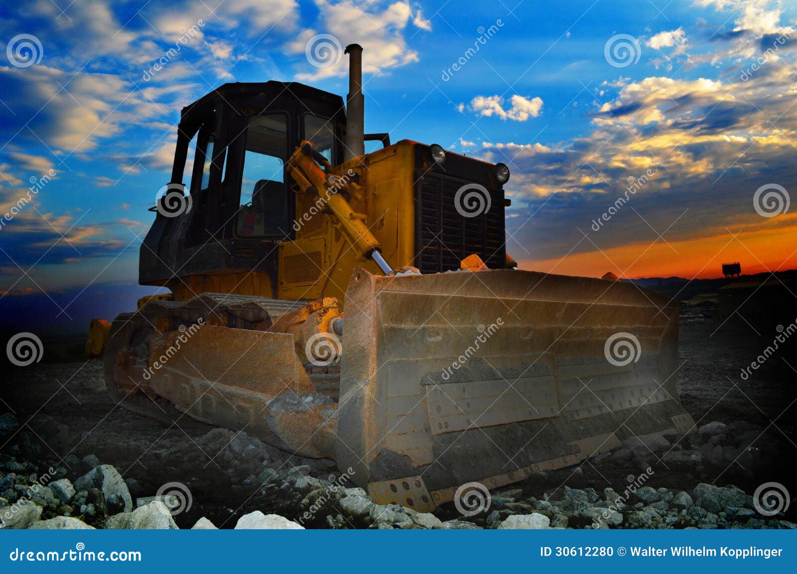 Earth Mover Machine at Sunrise Stock Photo - Image of mover, building ...