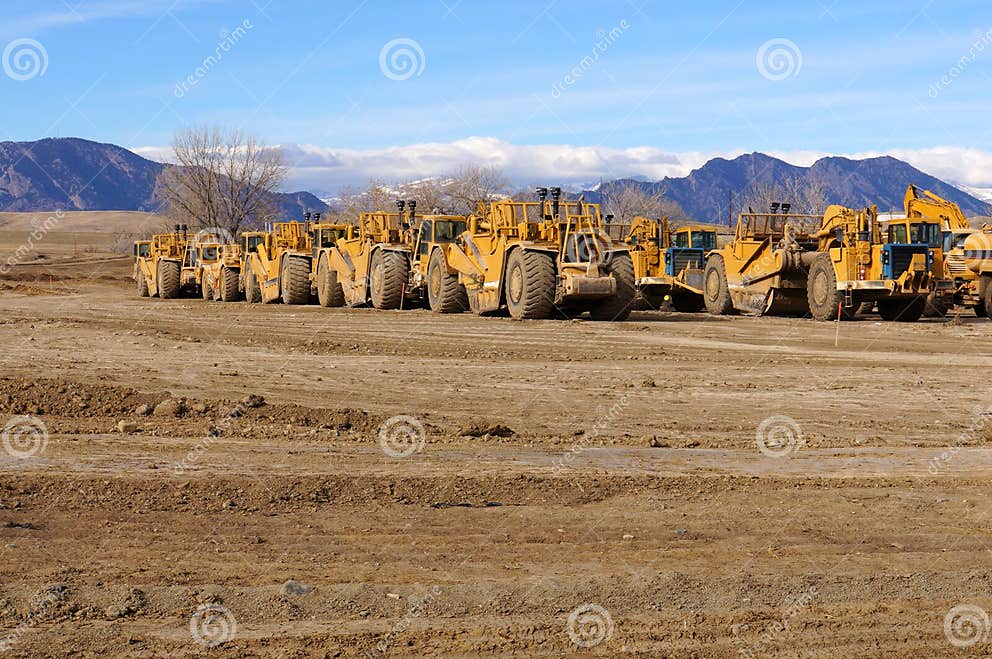 Earth Movers Grading Surfaces Stock Photo - Image of site, front: 27828724