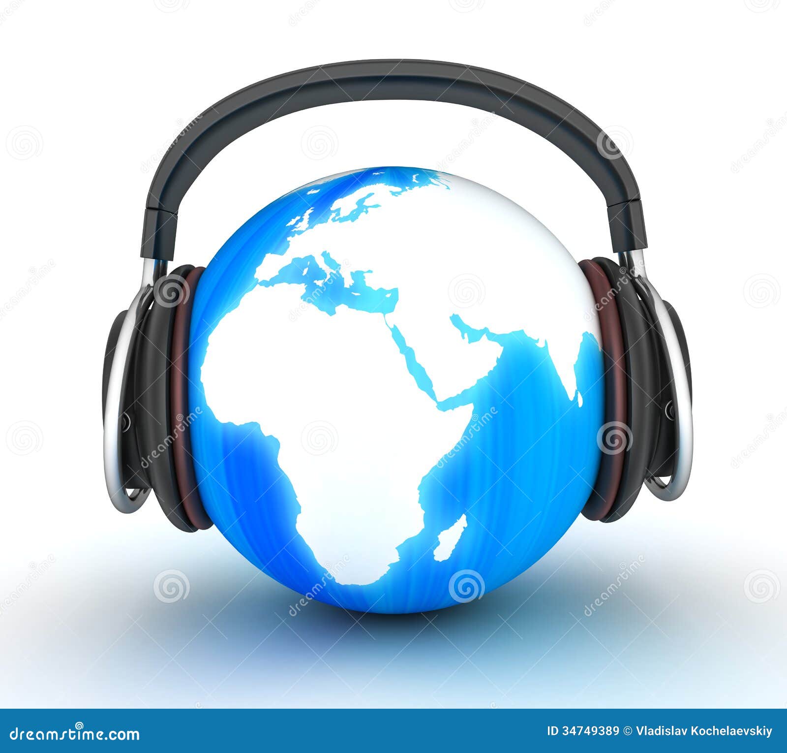 Earth music. Front view stock illustration. Illustration of headphones ...