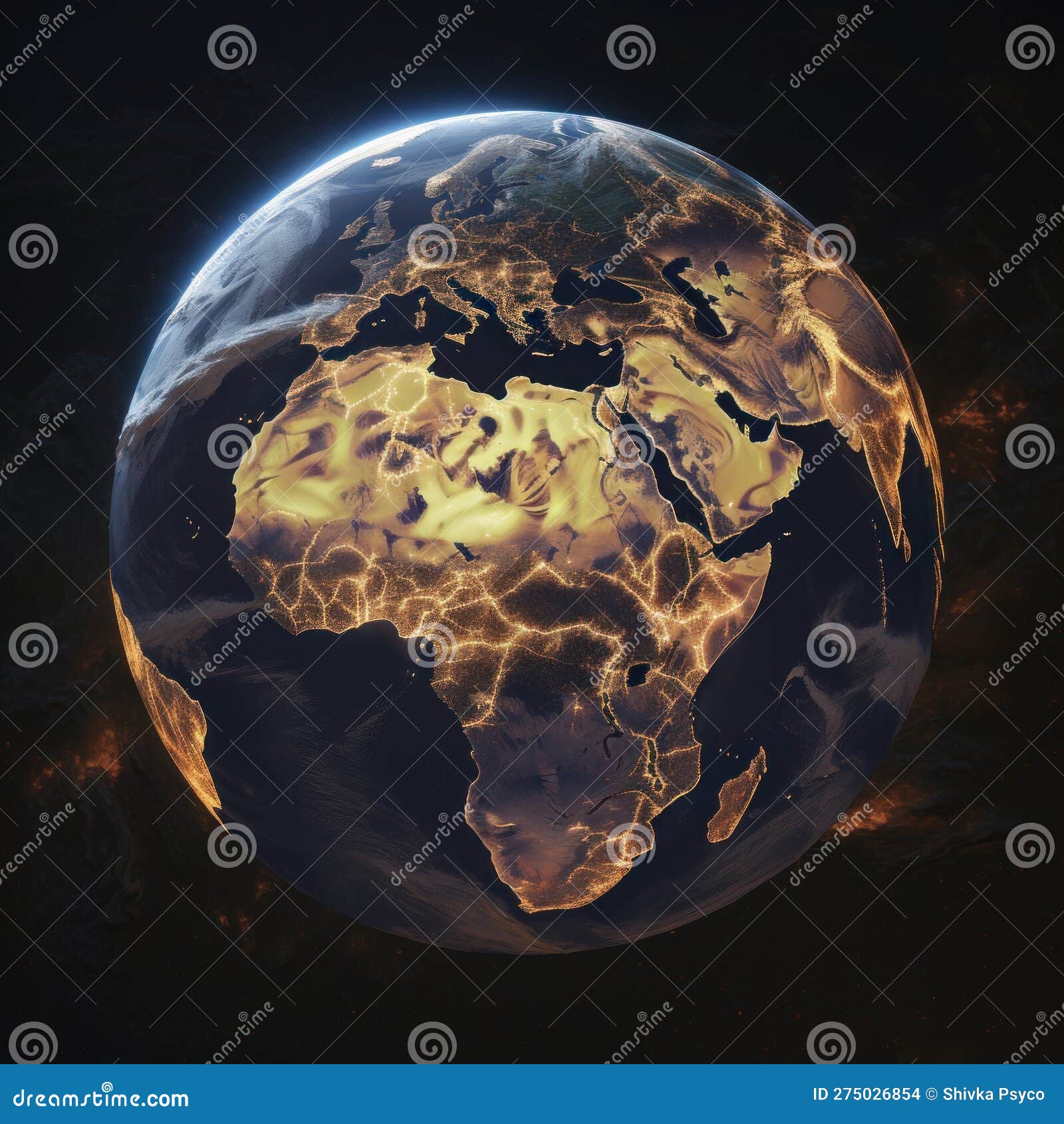 Earth Neon Light Image Generative AI Stock Illustration - Illustration ...