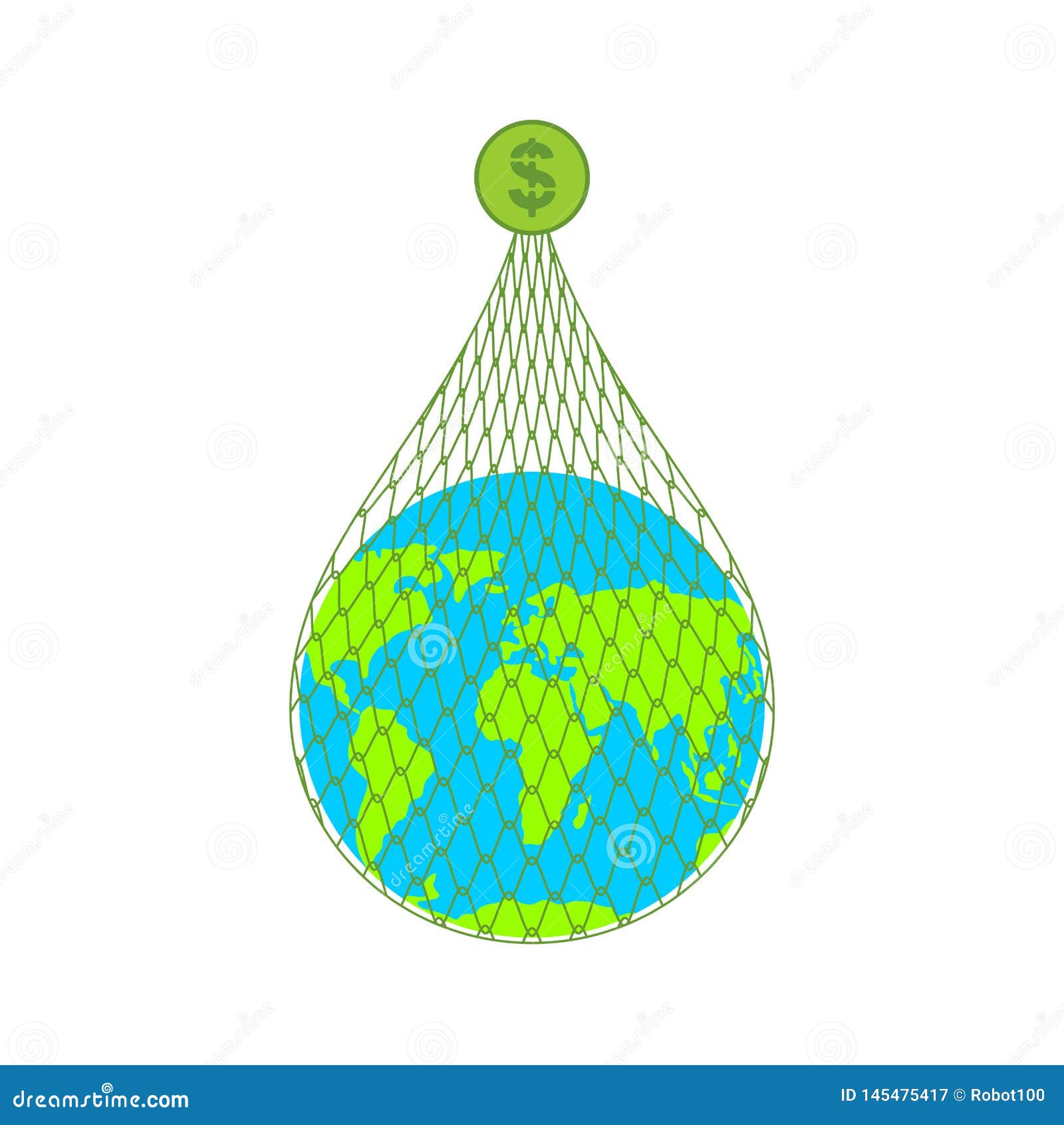 Earth And Dollars Stacks Global Finance Concept.3D Illustration ...