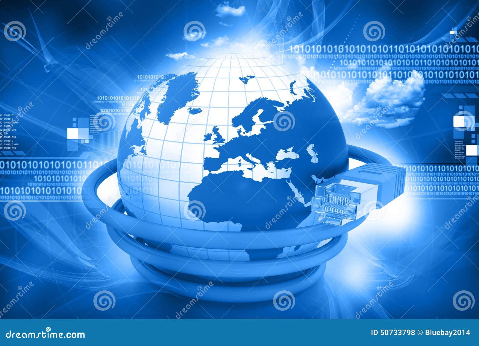 Earth and Network cable stock illustration. Illustration of digitally ...