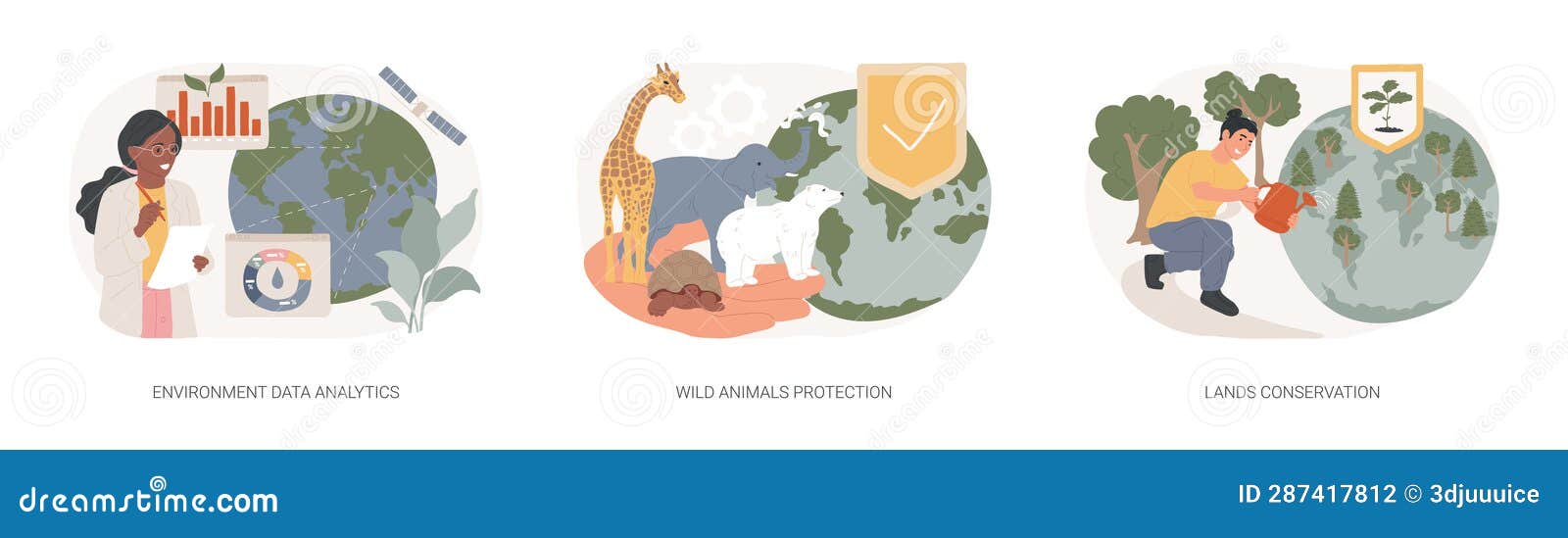 Earth Observation Isolated Concept Vector Illustration Set ...