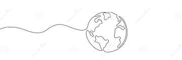 Earth One Line Drawing. Continuous Line Globe Stock Vector ...