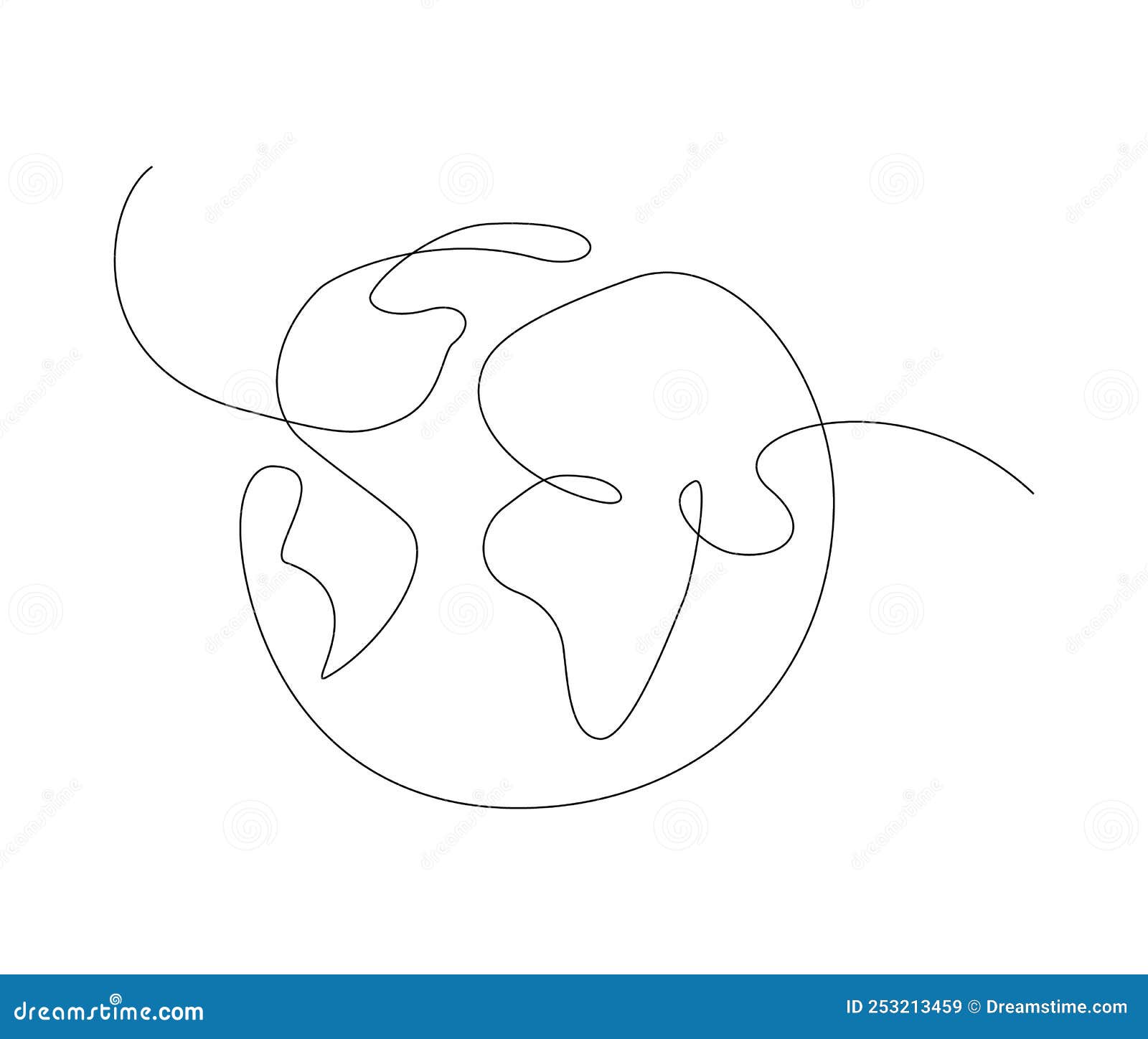 Earth One Line. Planet Continuous Line. Globe Line Art. Vector, Outline ...