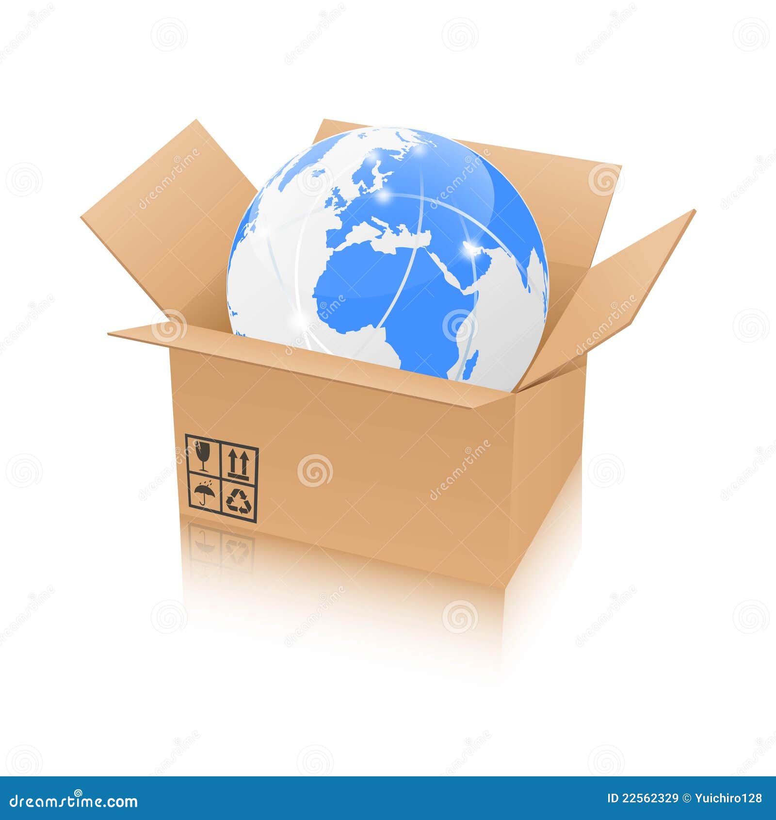 Earth in an Open Cardboard Box Stock Illustration - Illustration of ...
