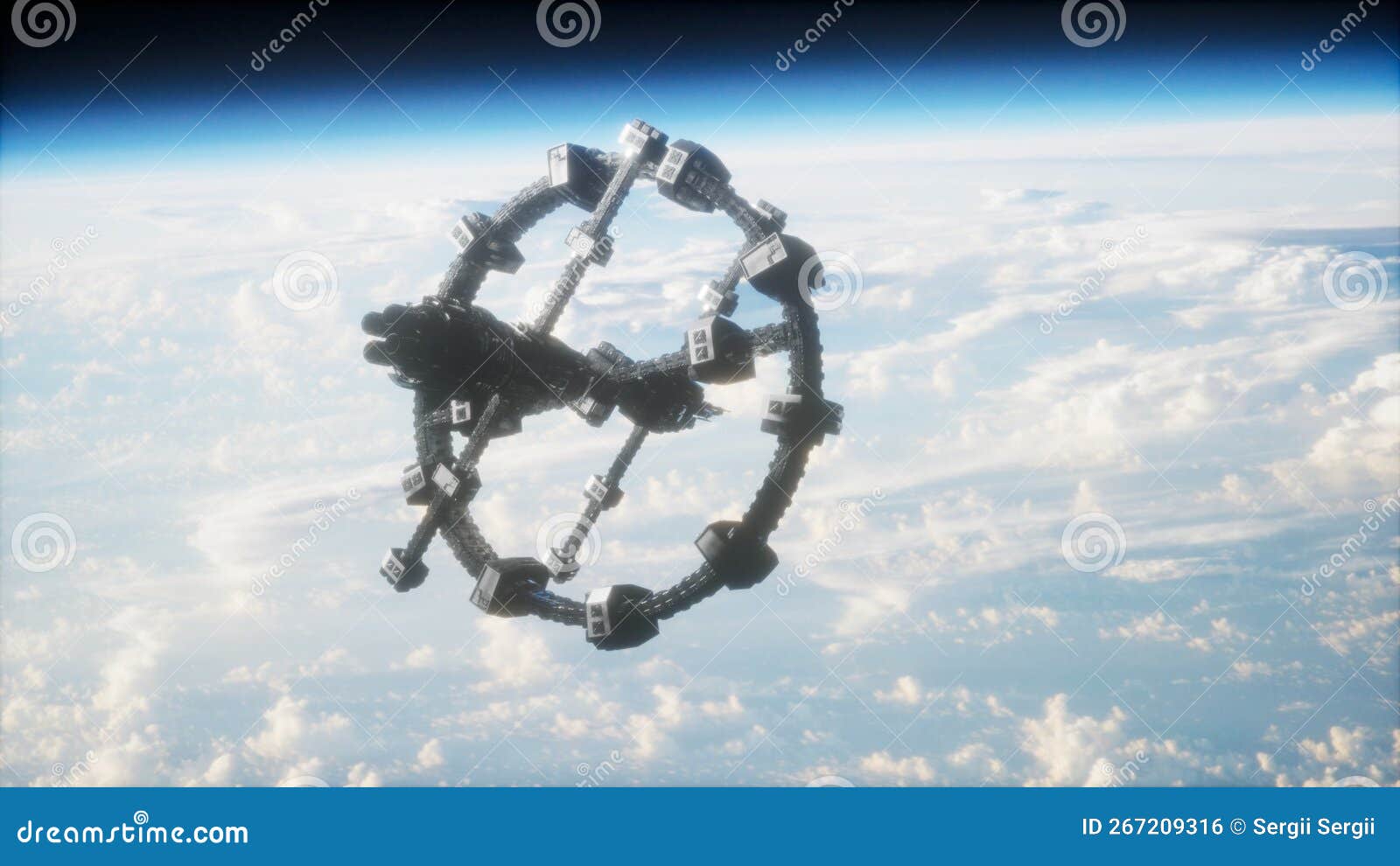 Earth and Outer Space Station Iss Stock Illustration - Illustration of ...