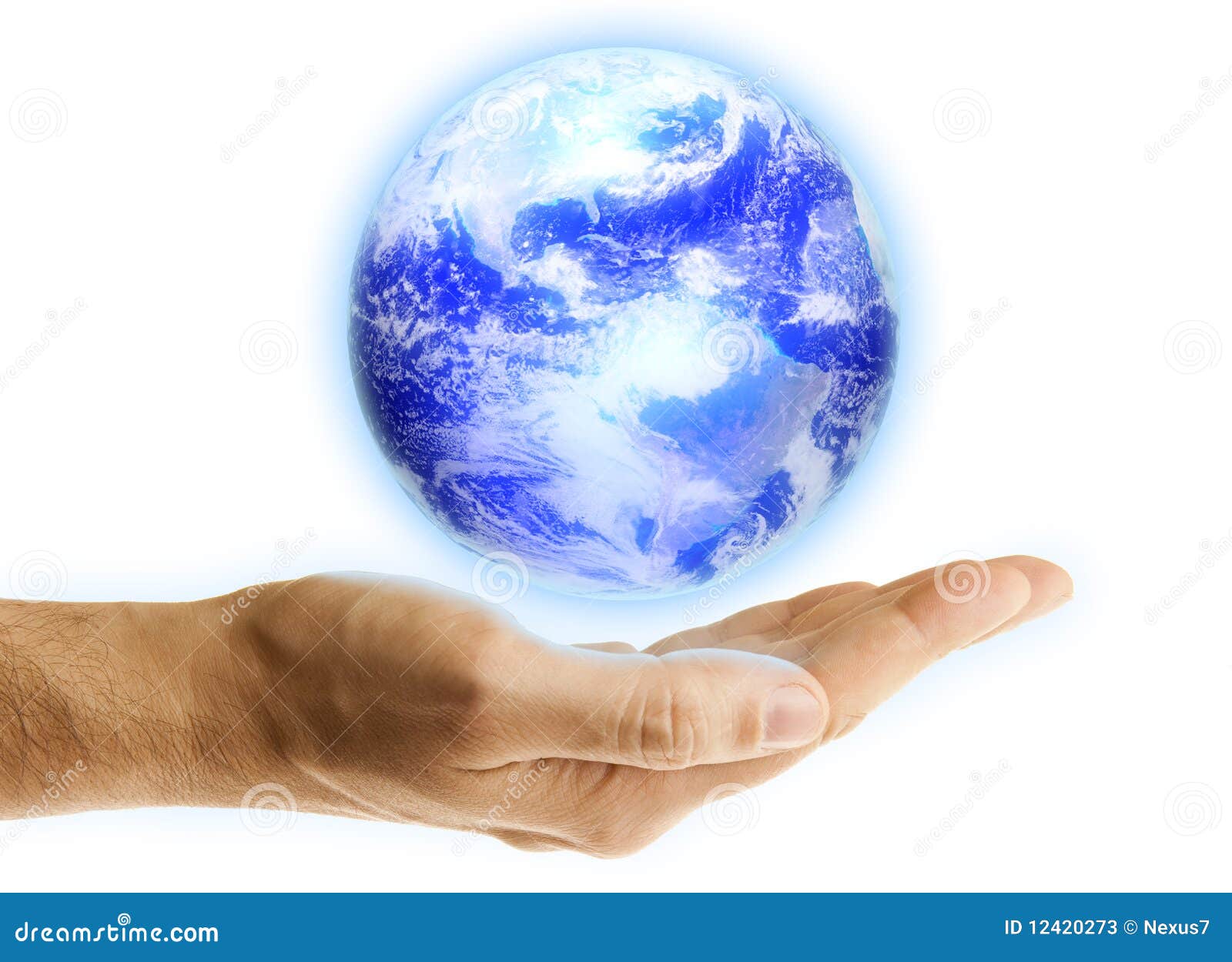 Earth over Hand stock image. Image of nature, environment - 12420273