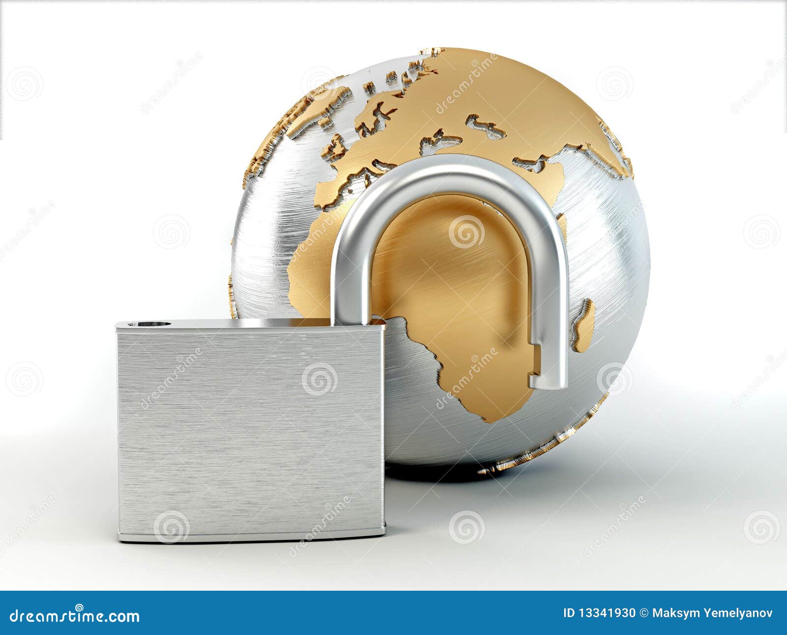 Earth with padlock stock illustration. Illustration of open - 13341930