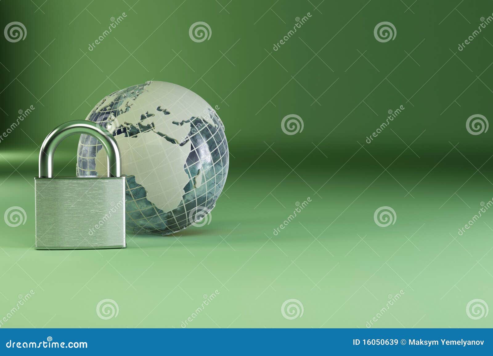 Earth with Padlock on Green Background Stock Illustration ...