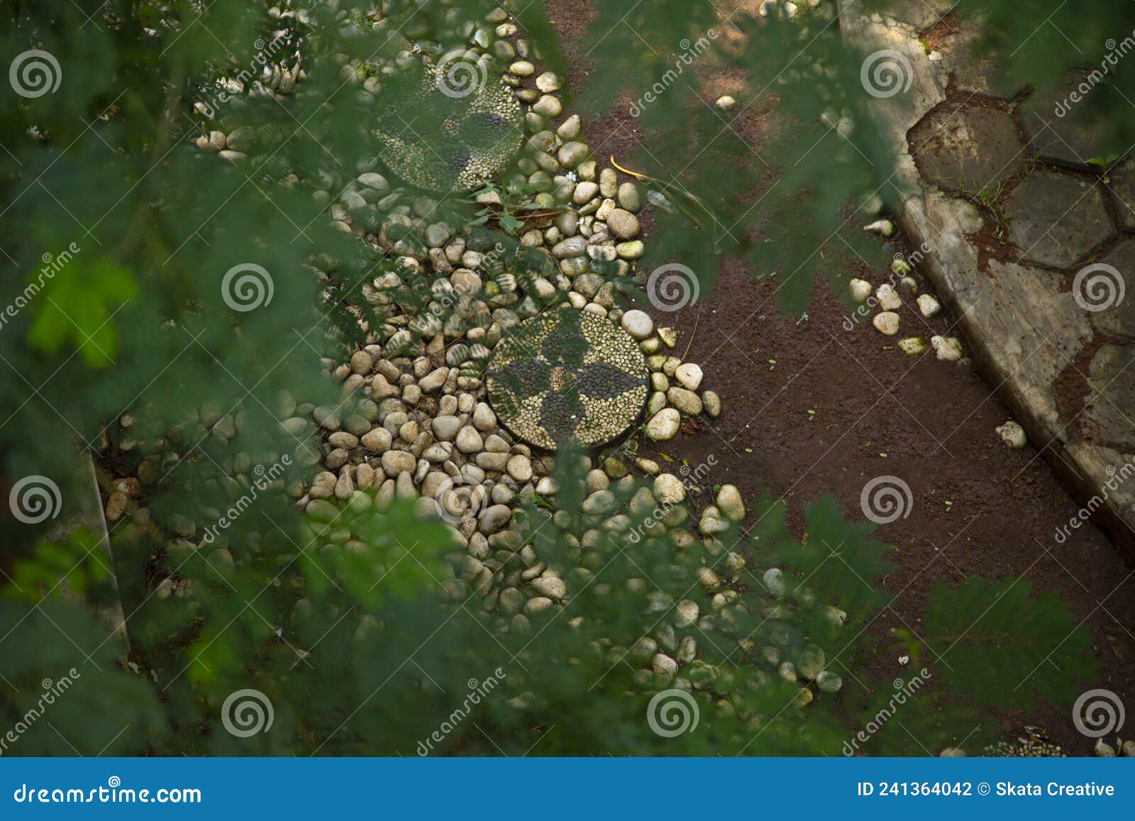 Earth Path through a Stone Lawn on a House Garden Stock Photo - Image ...