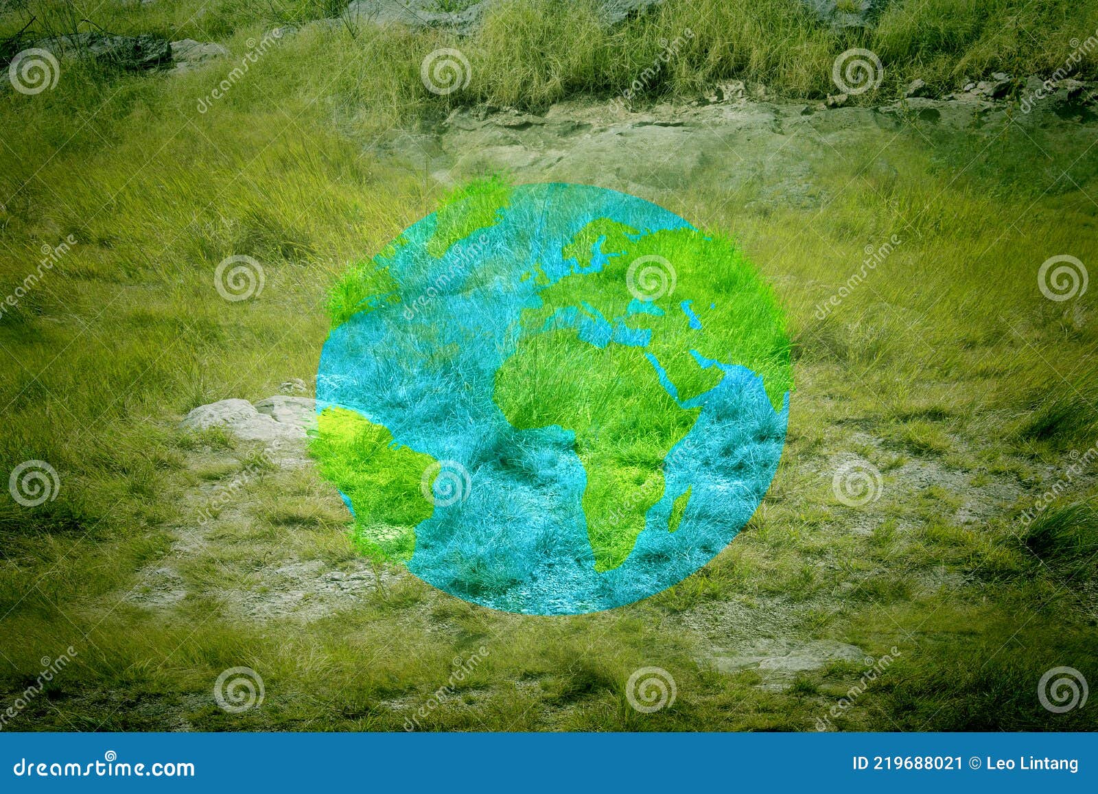 Earth Pattern on the Green Grass Field Stock Image - Image of blue ...