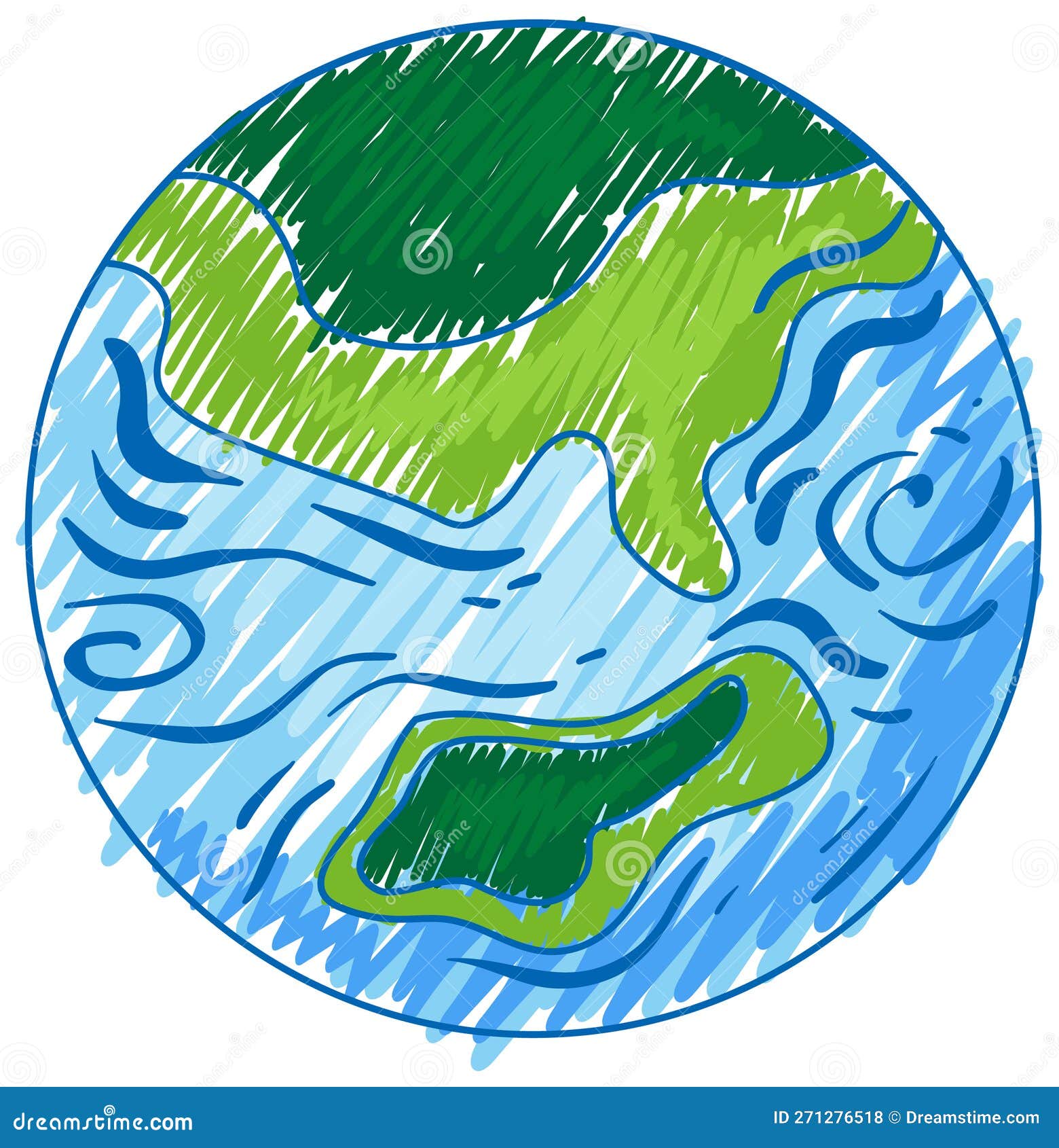 Earth Pencil Colour Child Scribble Style Stock Vector - Illustration of ...