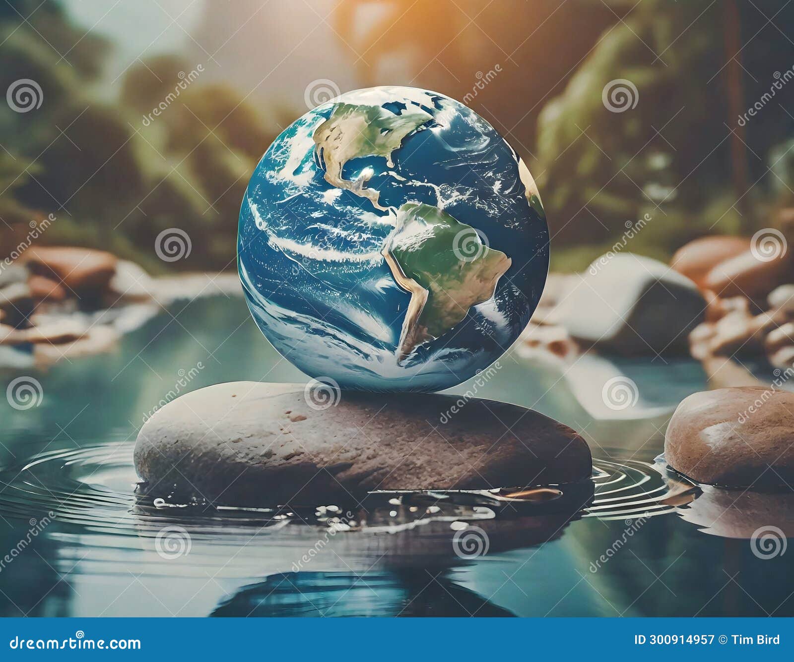 Earth Perched on a Stone in Shallow Pool Stock Image - Image of ...