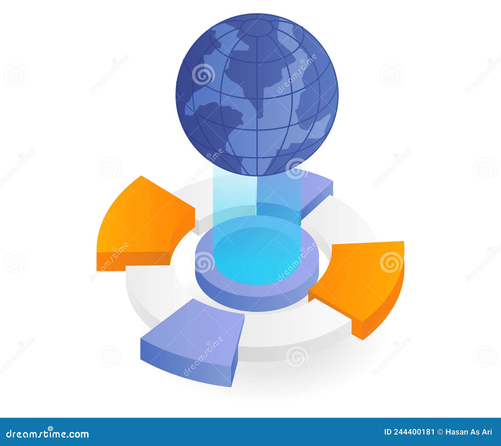 Earth with Pie Chart Infographic Stock Vector - Illustration of sign ...