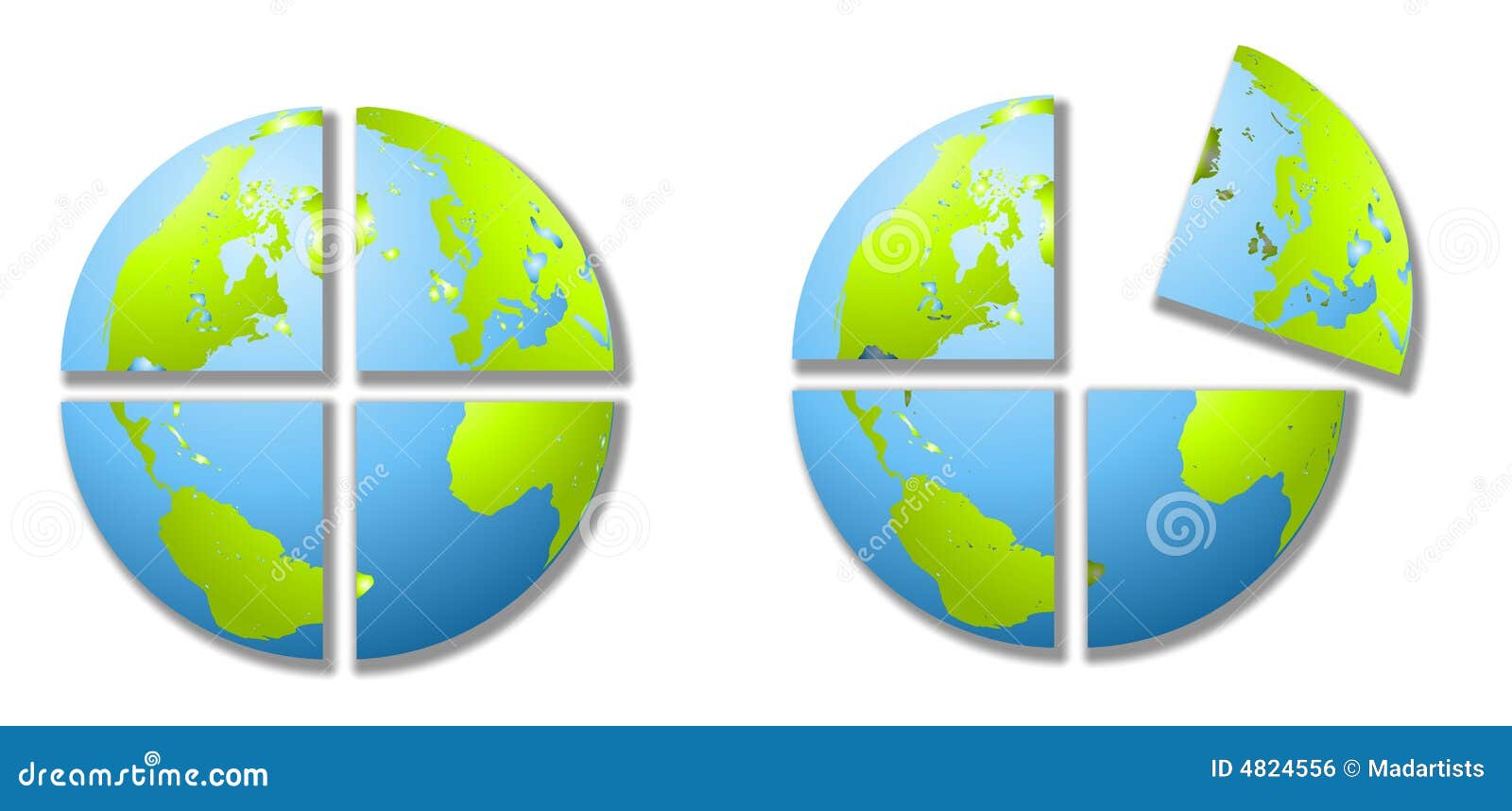 Earth in Pie Sections stock illustration. Illustration of math - 4824556