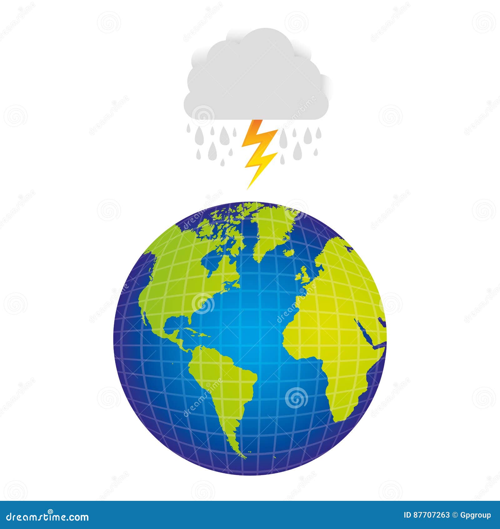 Earth Planet with Cloud Rainning and Ray Stock Illustration ...