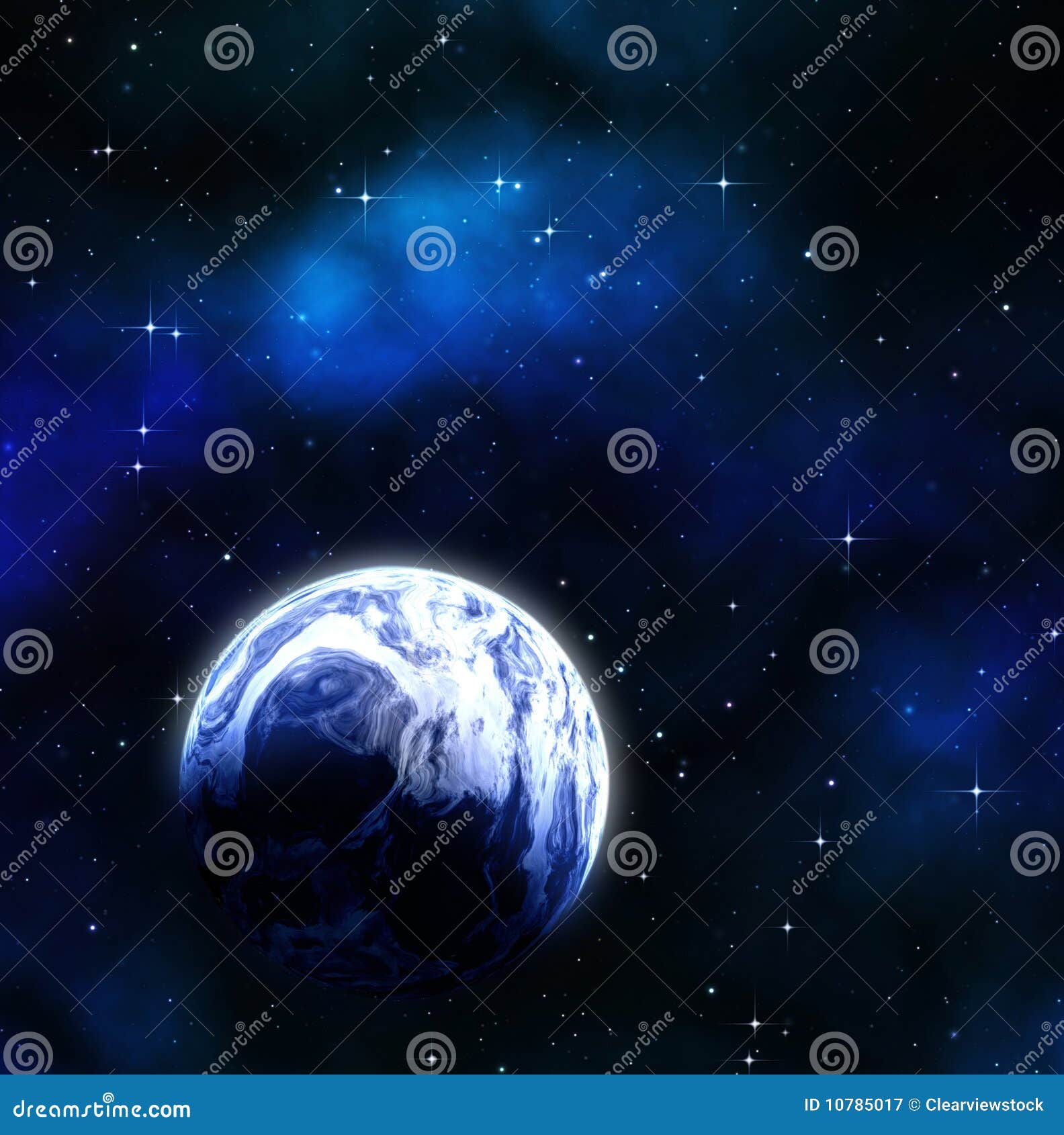 Earth Planet in Deep Outer Space Stock Illustration - Illustration of ...