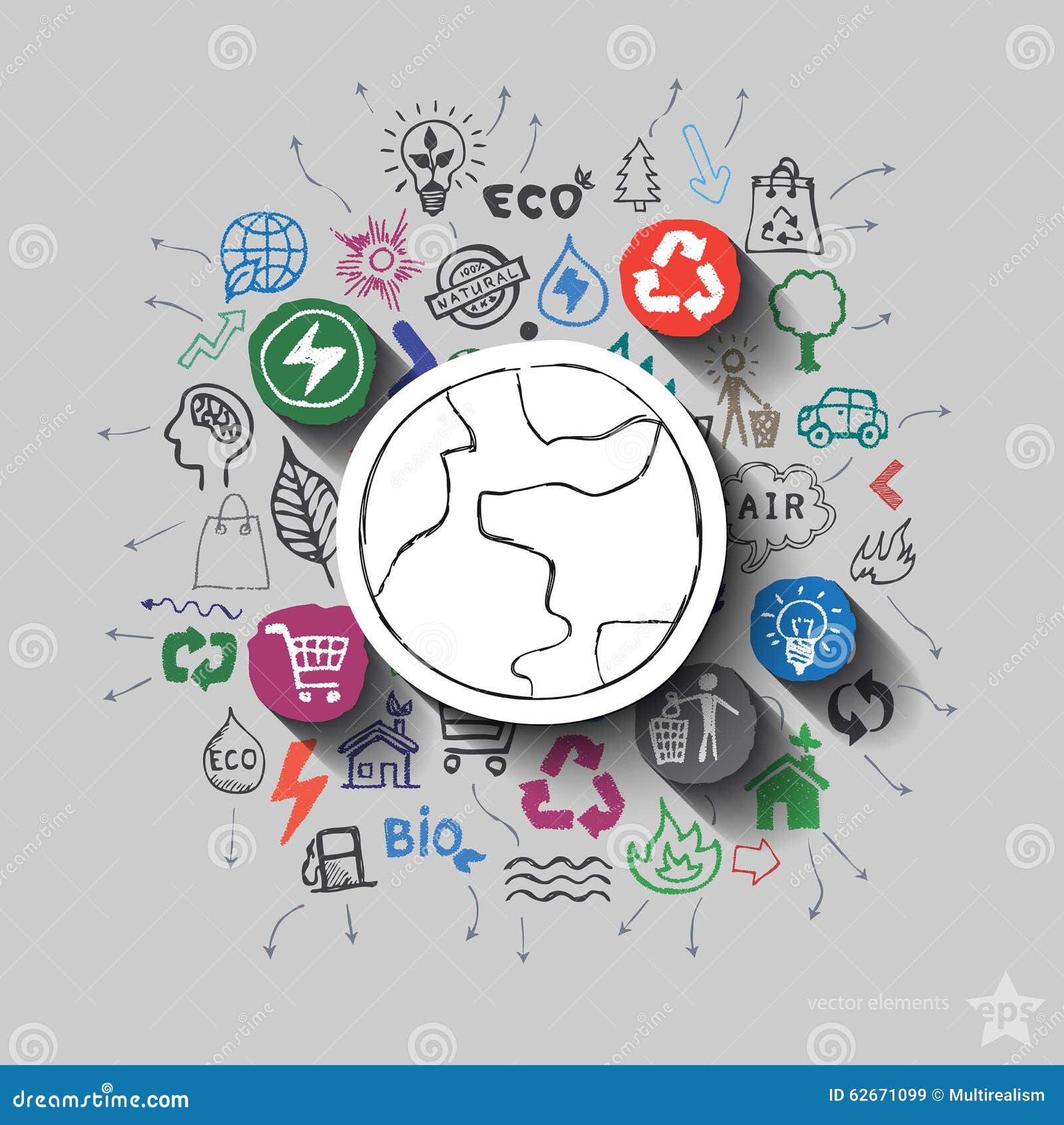 Earth Planet. Environment Collage With Icons Background Stock ...